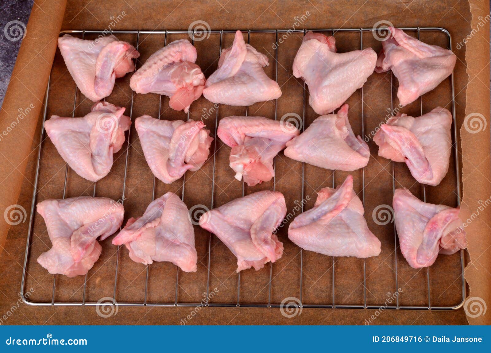 Raw Chicken Wings Triangle on Metal Gril Stock Photo - Image of cook ...