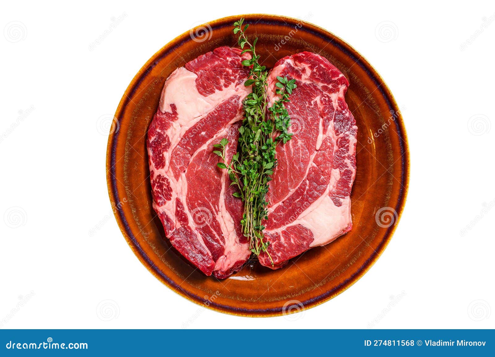 Raw Chuck Eye Roll Steaks Organic Beef Meat. Isolated on White ...
