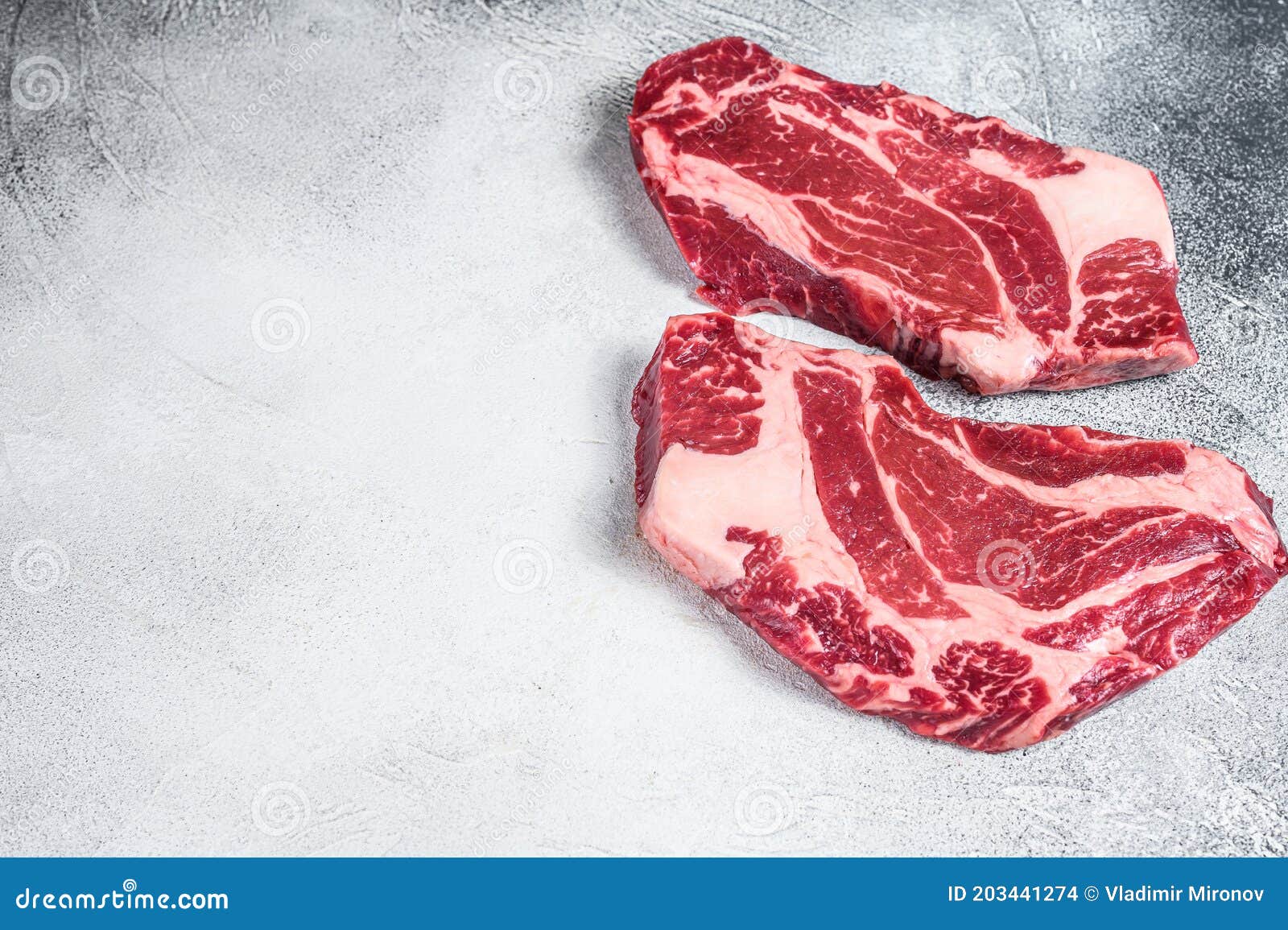 Raw Chuck Eye Roll Steaks Premium Beef Meat. White Background. Top View ...