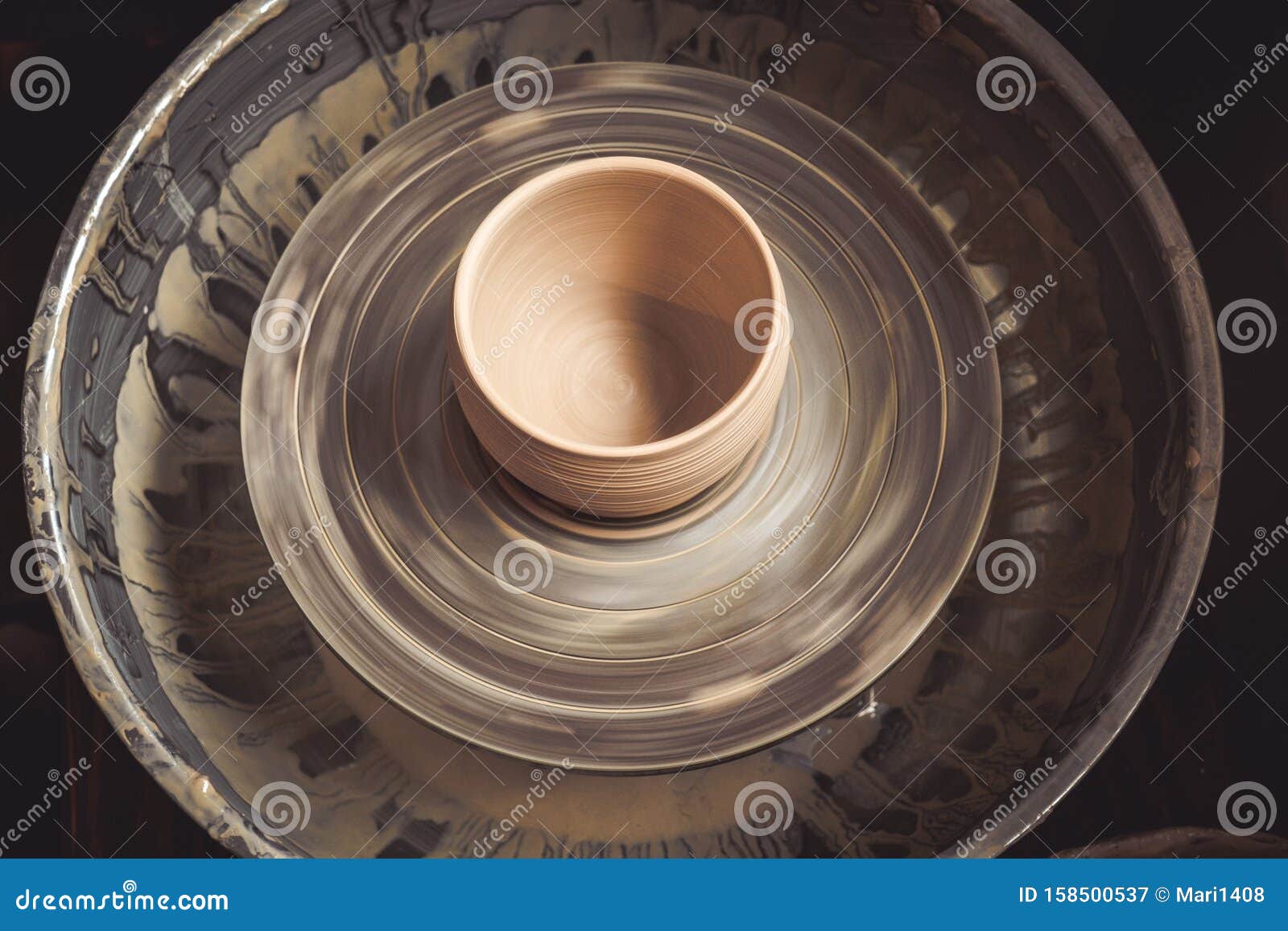 Raw Clay Pot on a Potter`s Wheel Stock Image - Image of decoration ...