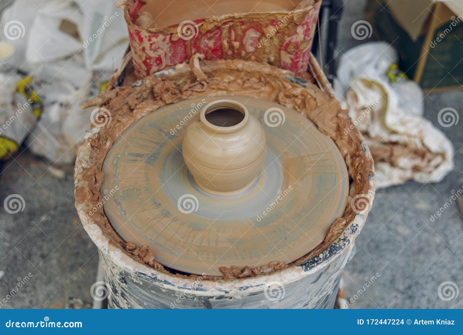 Raw Clay Vase Hand Made Object Pottery Process Stock Photo - Image of ...