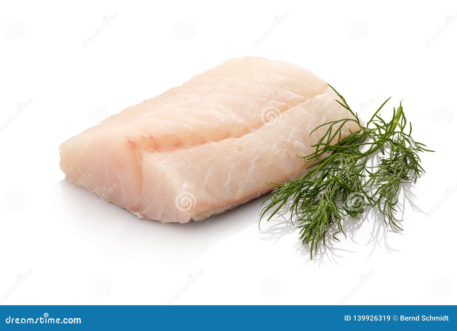 Raw Cod Fish Filet with Green Dill Stock Image - Image of healthy ...