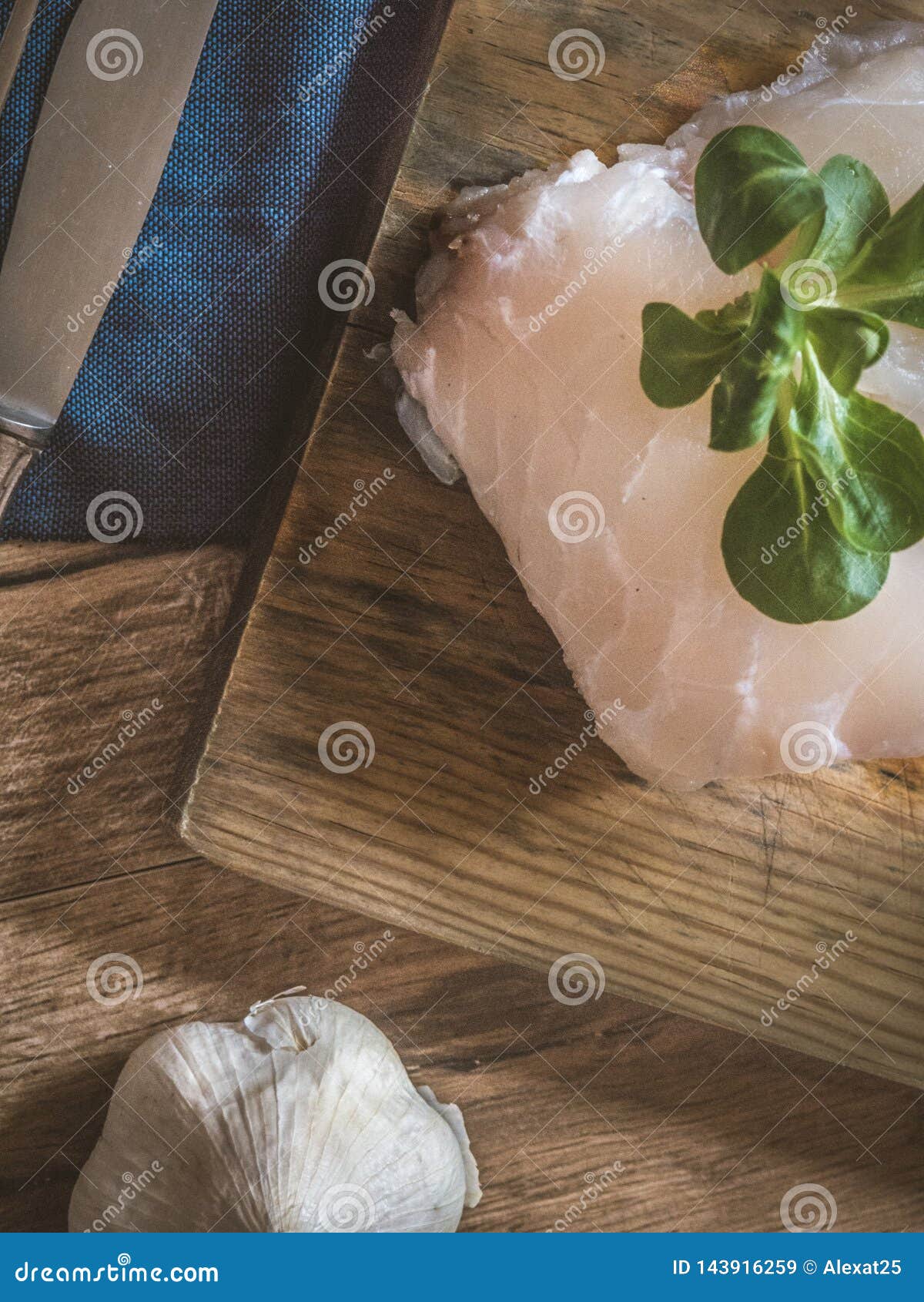 Raw cod stock image. Image of plate, cooked, table, garlic - 143916259