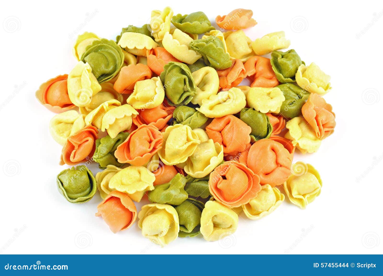 Raw Colored Tortellini on White Background Stock Photo - Image of ...