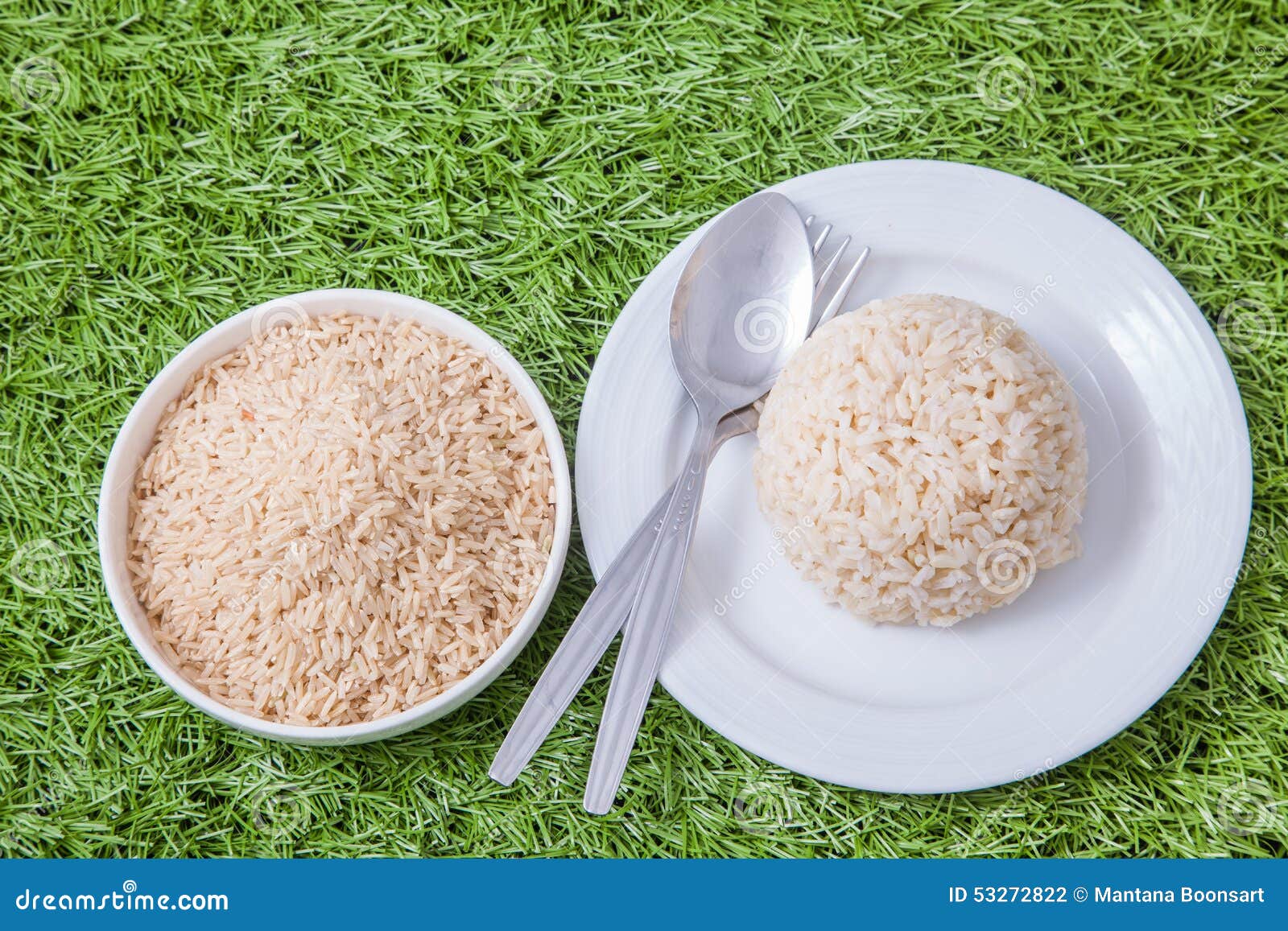 Raw and Cooked Jasmine Brown Rice Stock Photo - Image of eating, nature ...