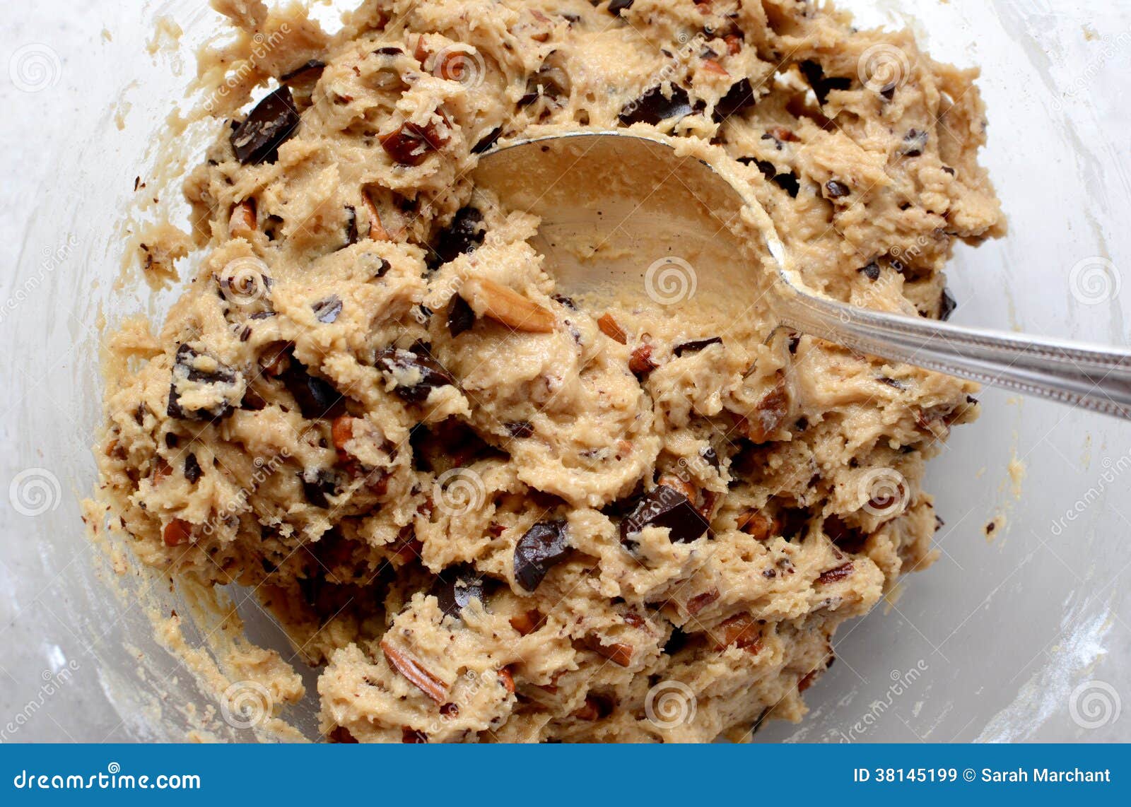 Raw cookie dough mixed stock image. Image of sticky, spoon - 38145199