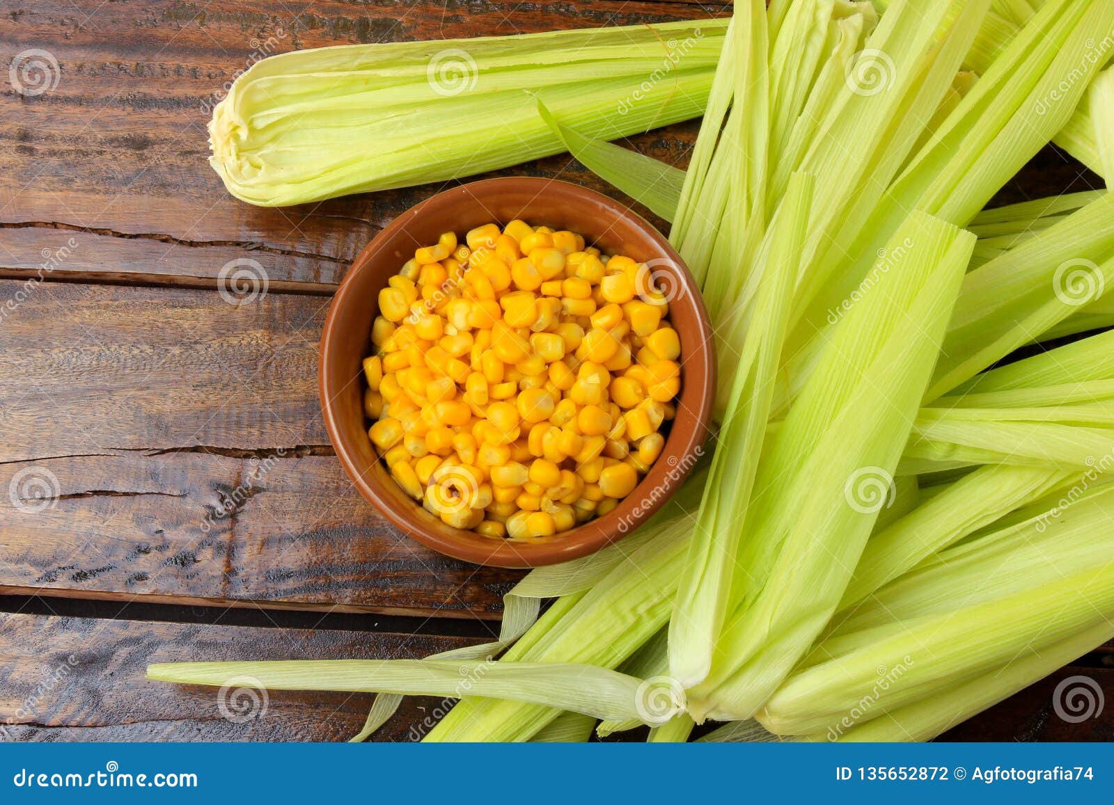 Raw Corn Kernels, Inside Ceramic Bowl, Next To Corn on the Cob on ...