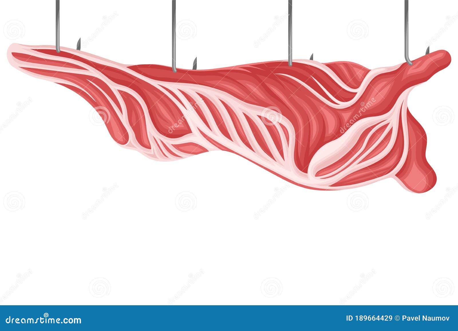 Raw Cow Carcass Hanging on Hook Vector Illustration Stock Vector ...