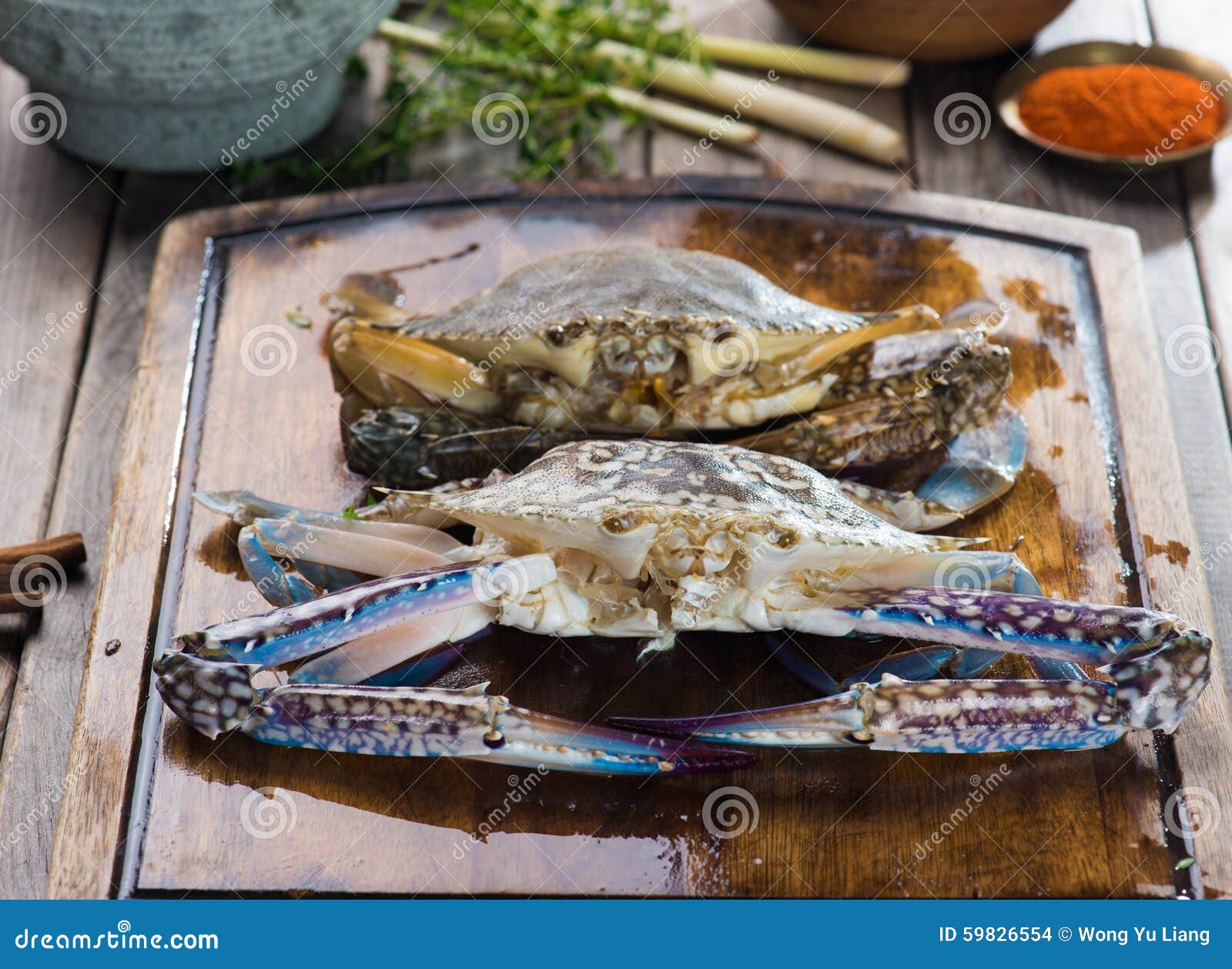 Raw crabs with spices stock photo. Image of color, indonesian - 59826554