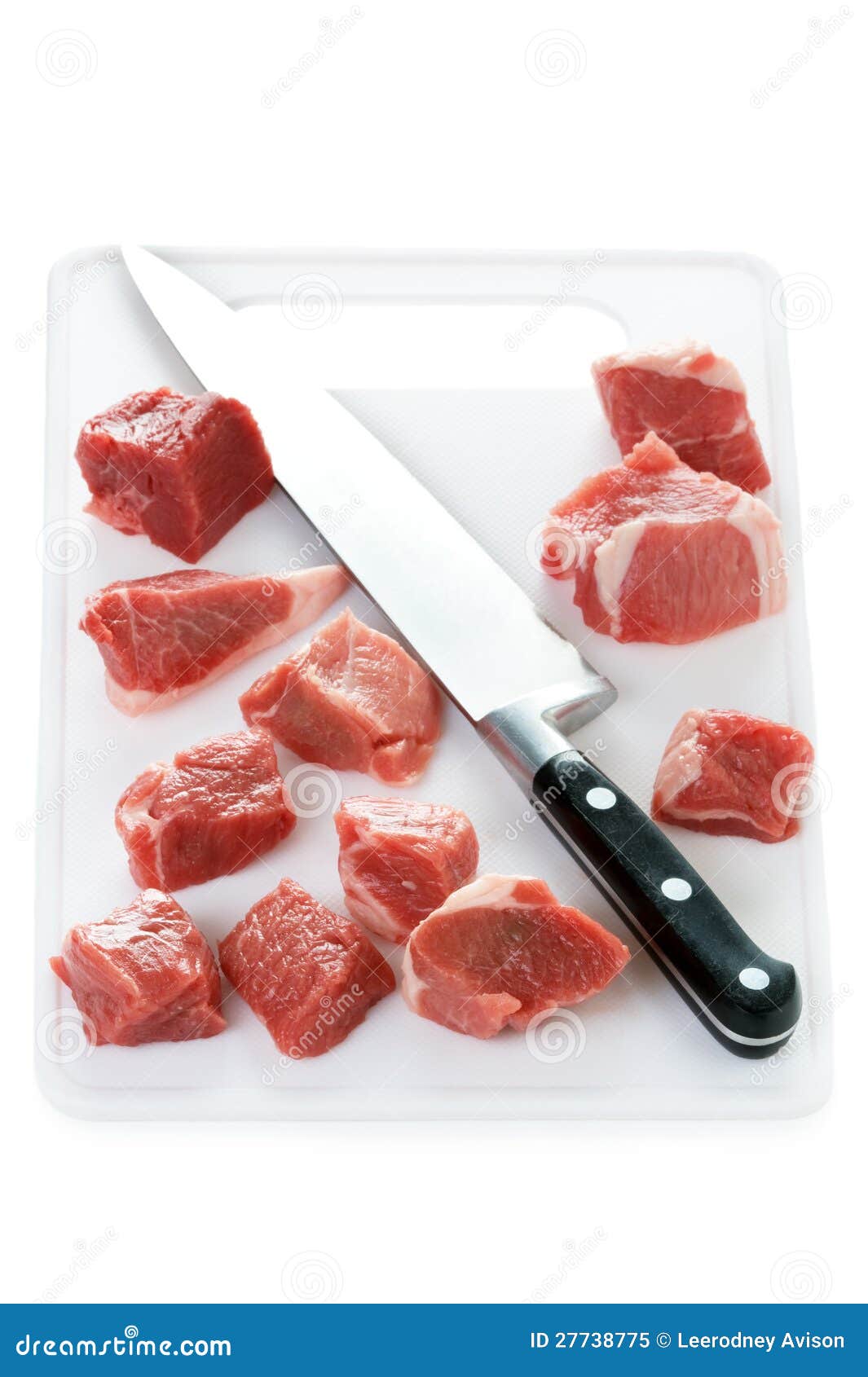Raw Cubes Lamb on a Chopping Board Stock Image - Image of shot ...