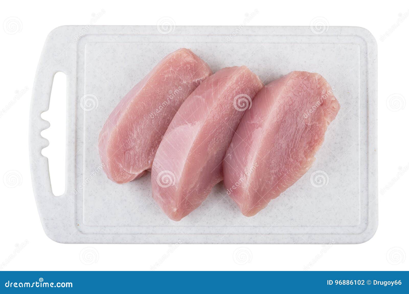Raw Cutlets from Turkey Meat on Cutting Board on White Stock Photo ...