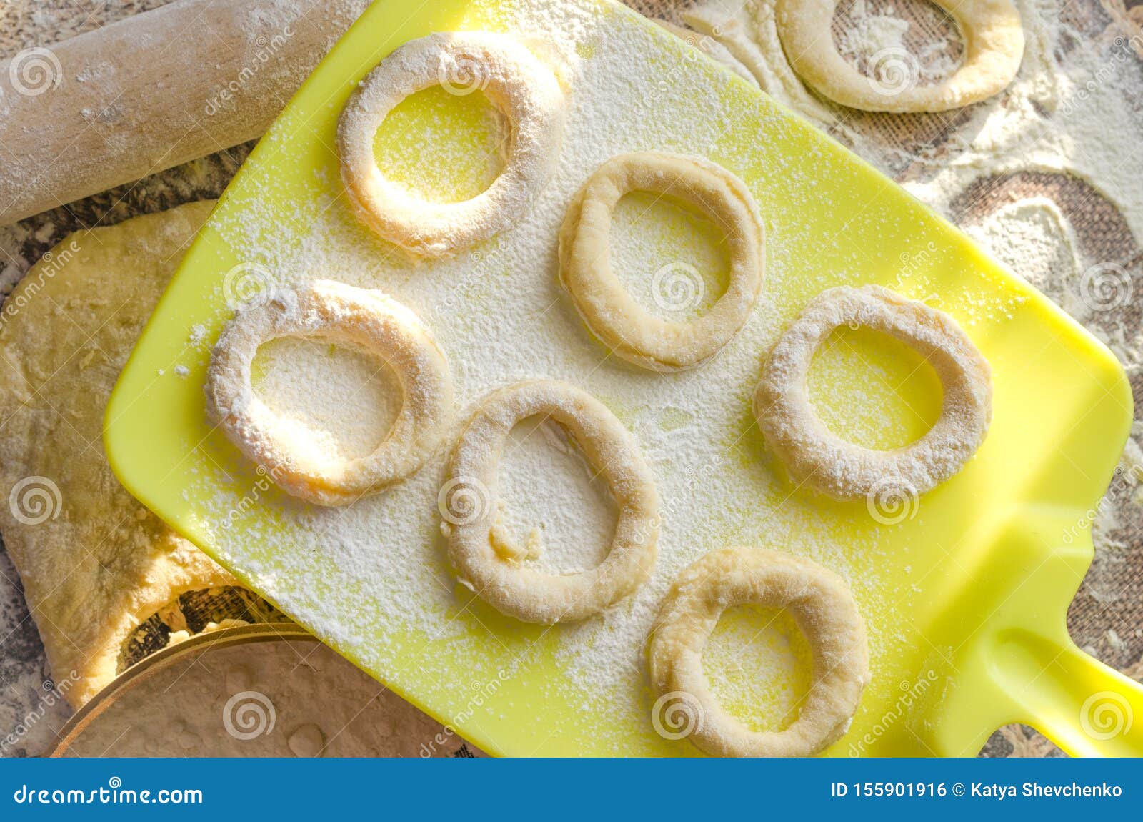 Raw donut dough stock photo. Image of bread, sourdough - 155901916