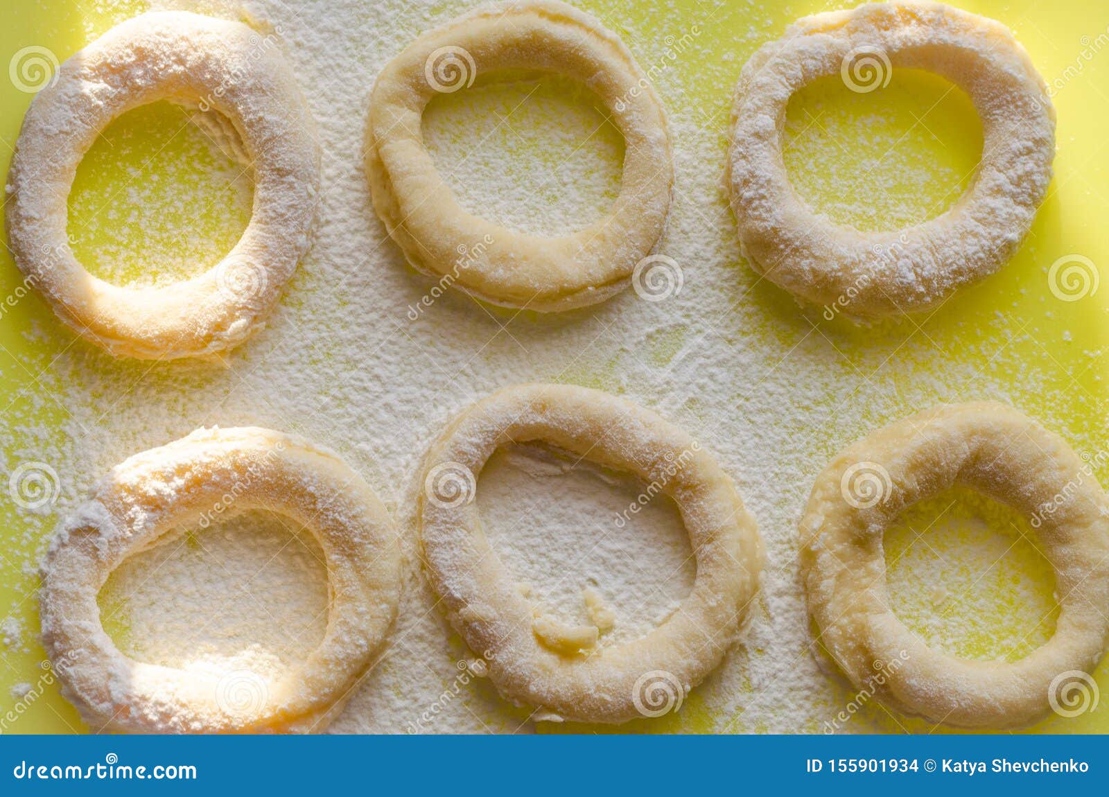 Raw donut dough stock photo. Image of donuts, bread - 155901934