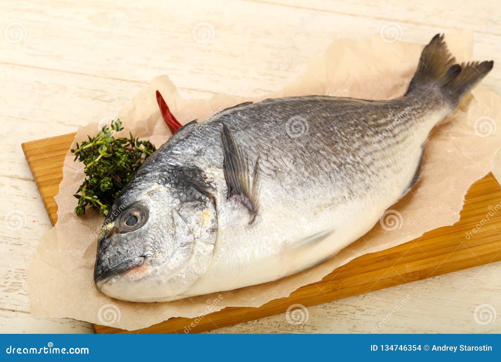 Raw dorada fish stock photo. Image of catch, cooking - 134746354
