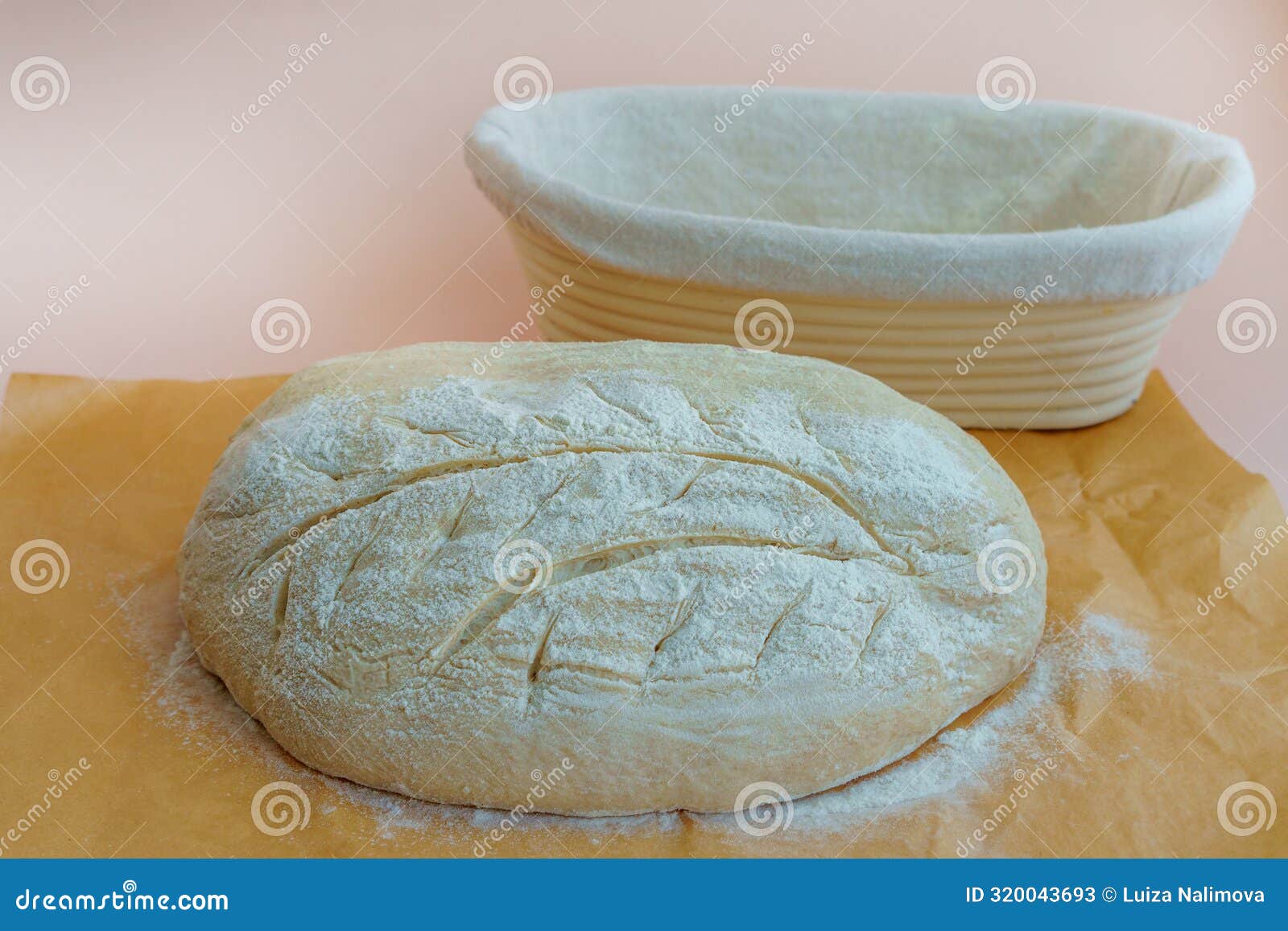 Raw Dough for Baking Bread Top View. Cut Out Patterns on Bread Dough ...