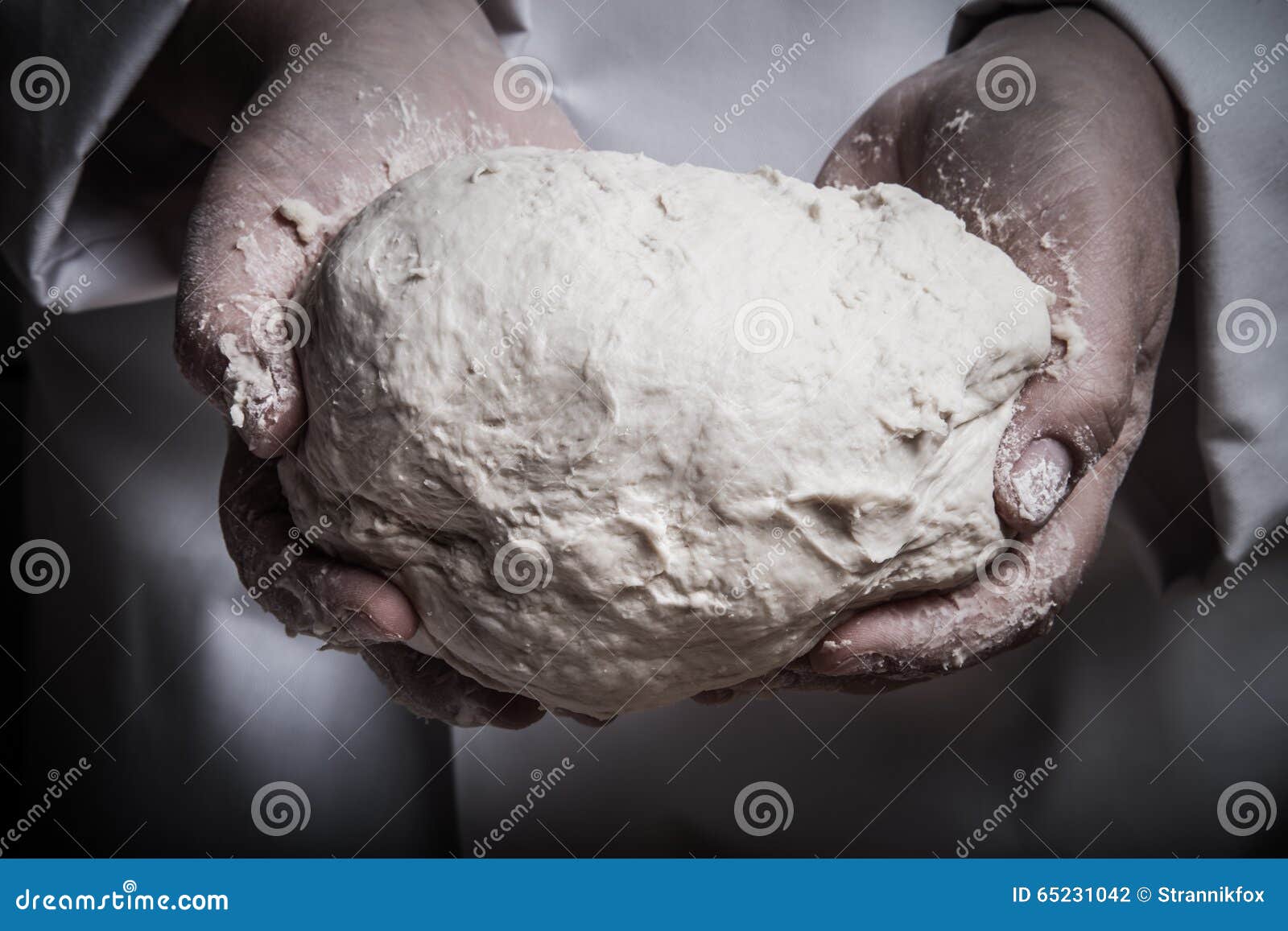 Chef Hands In Flour On Black Background. Clap With Flour. Baking Bread ...