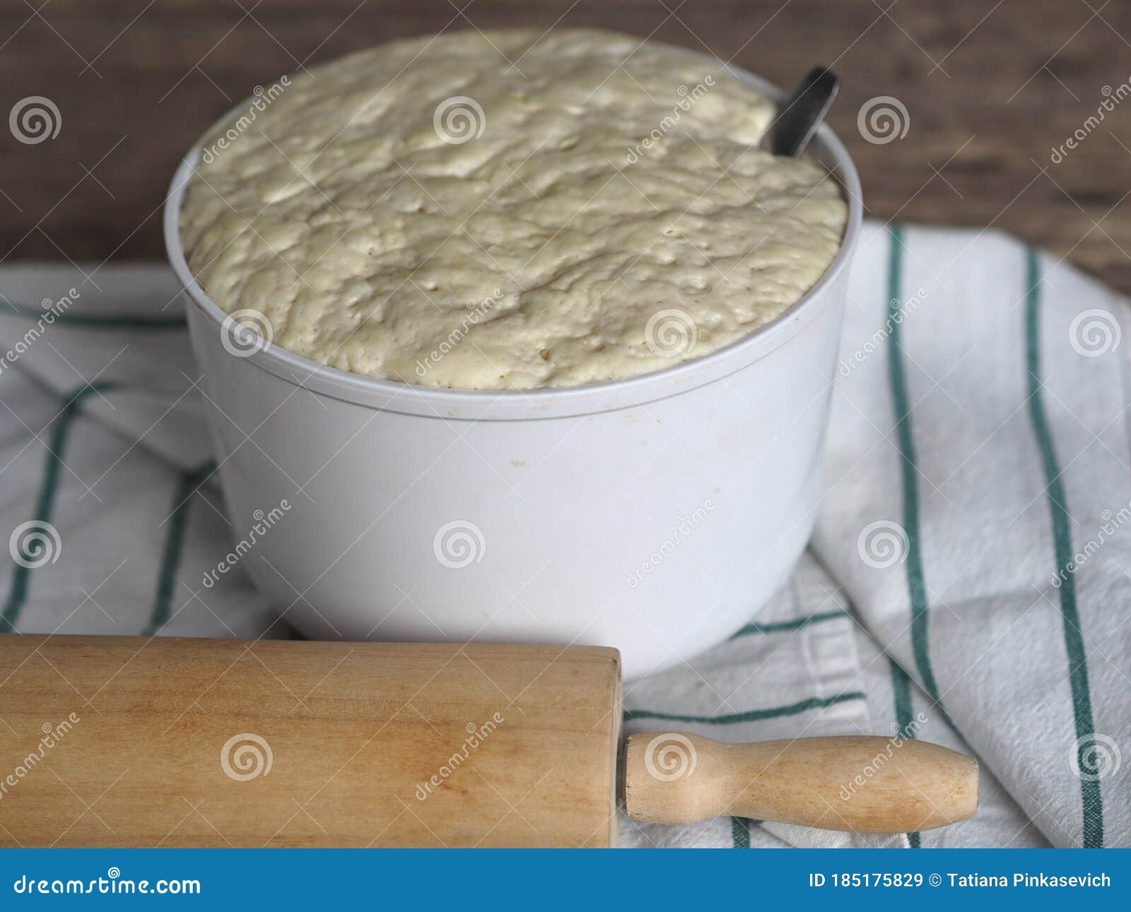 Raw Dough in a White Container is Ready for Baking Bakery Products ...