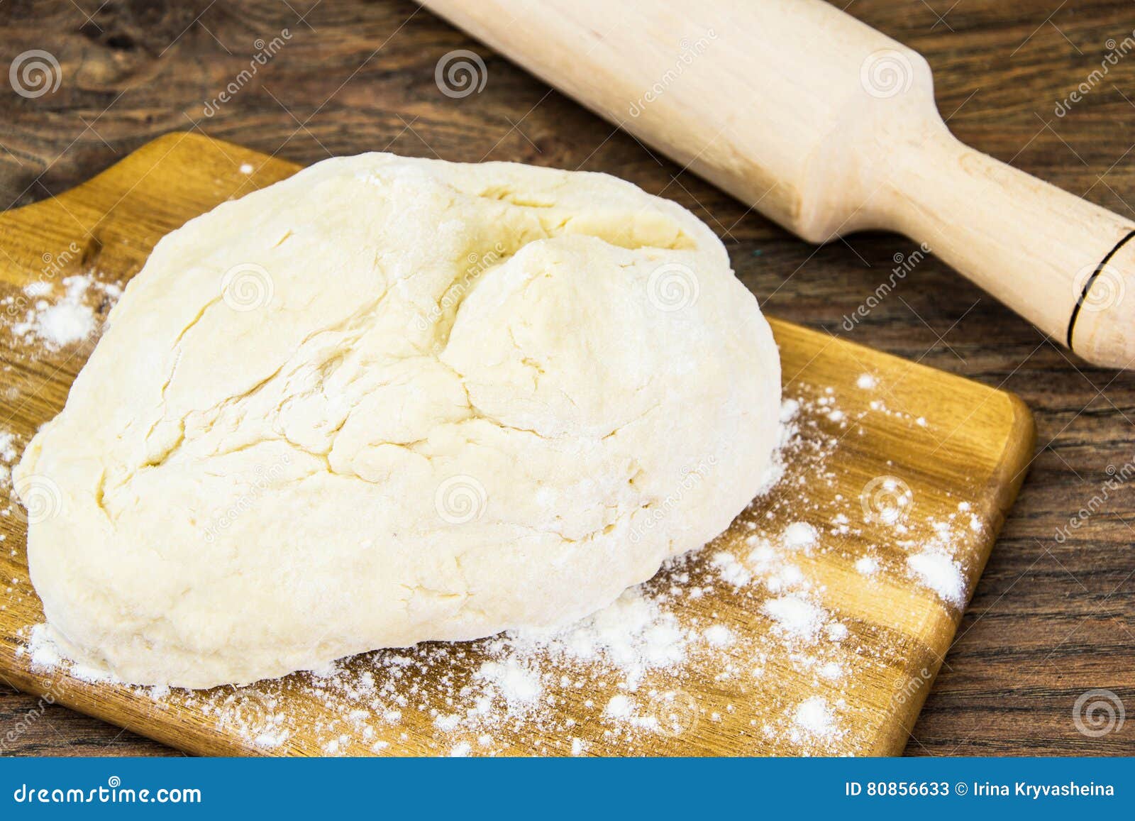 Raw Dough on Wood stock image. Image of white, food, pastry - 80856633