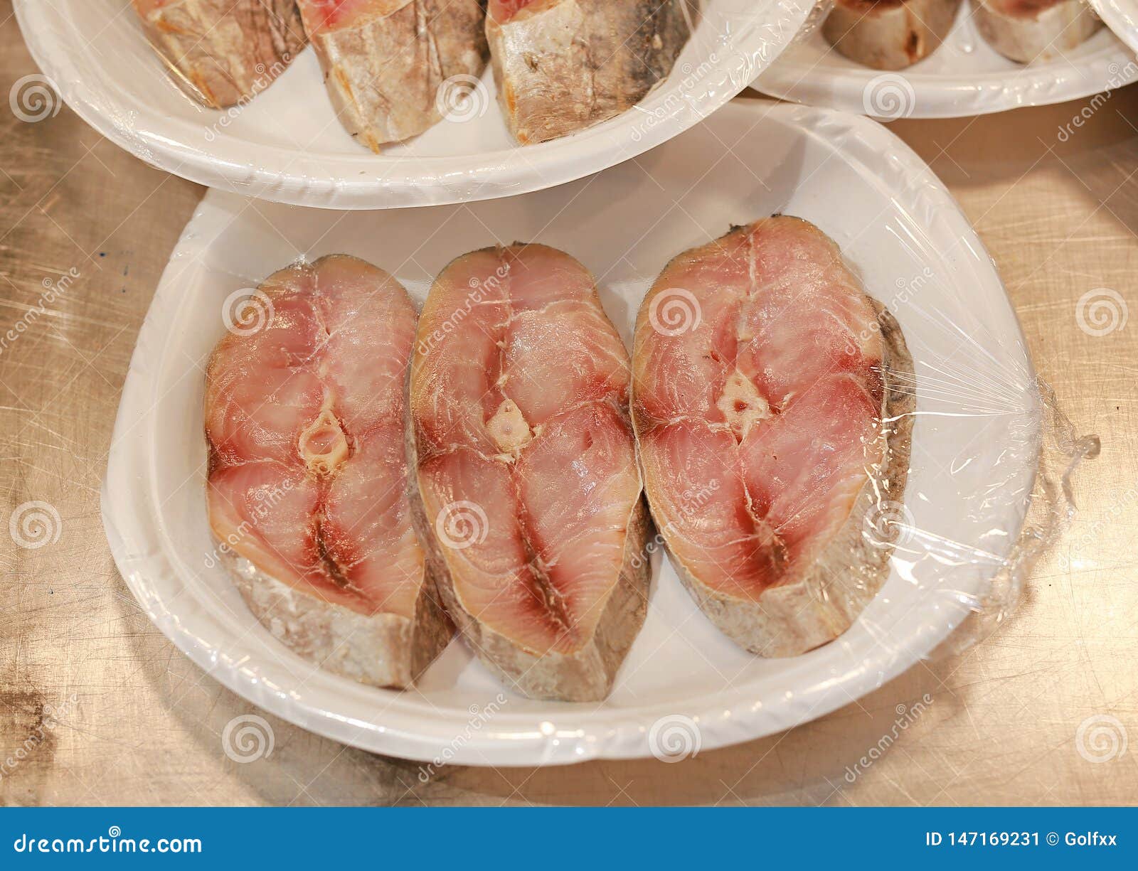 Raw Dried Fish Slice in the Seafood Market Stock Image - Image of ...