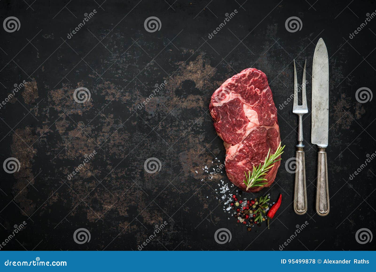 Raw Dry Aged Beef Ribeye Steak Stock Photo - Image of filet, beefsteak ...