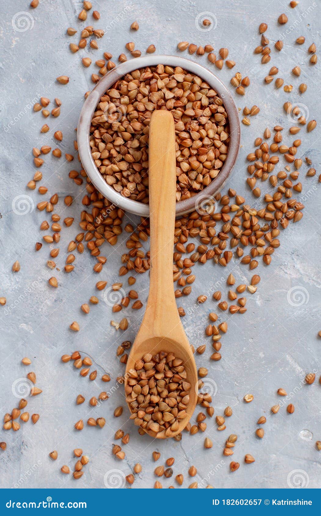 Raw Dry Buckwheat Grain in a Bowl with a Spoon Stock Image - Image of ...