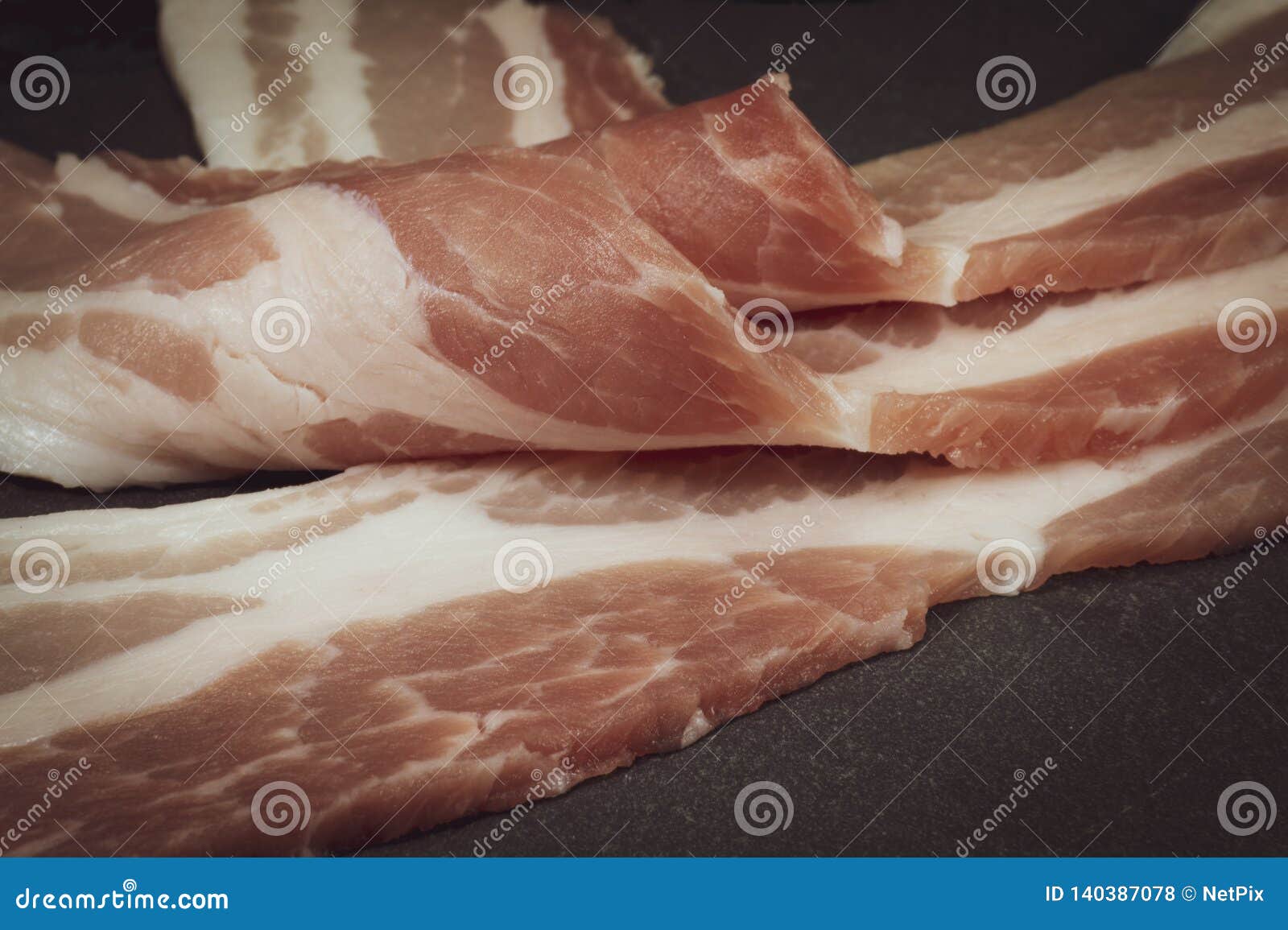 Raw dry-cured back bacon stock photo. Image of arrangement - 140387078