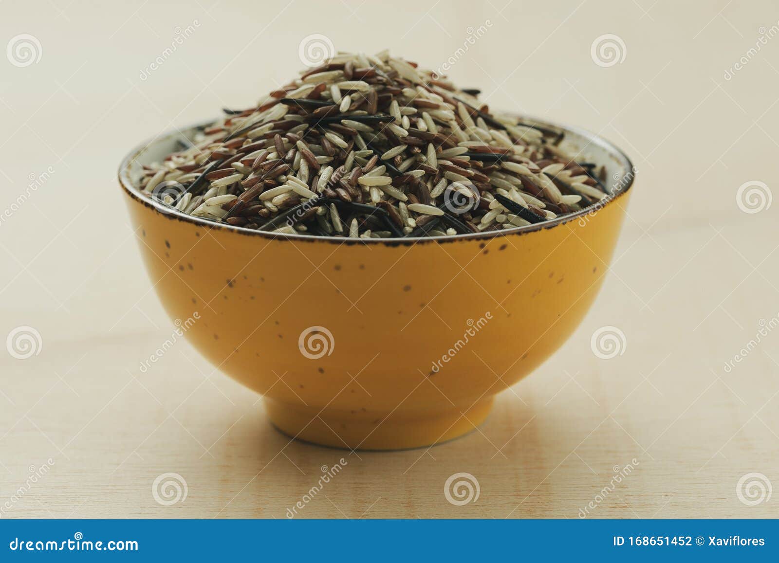 Raw Dry Organic Wild Rice in a Bowl Stock Photo - Image of food, fiber ...