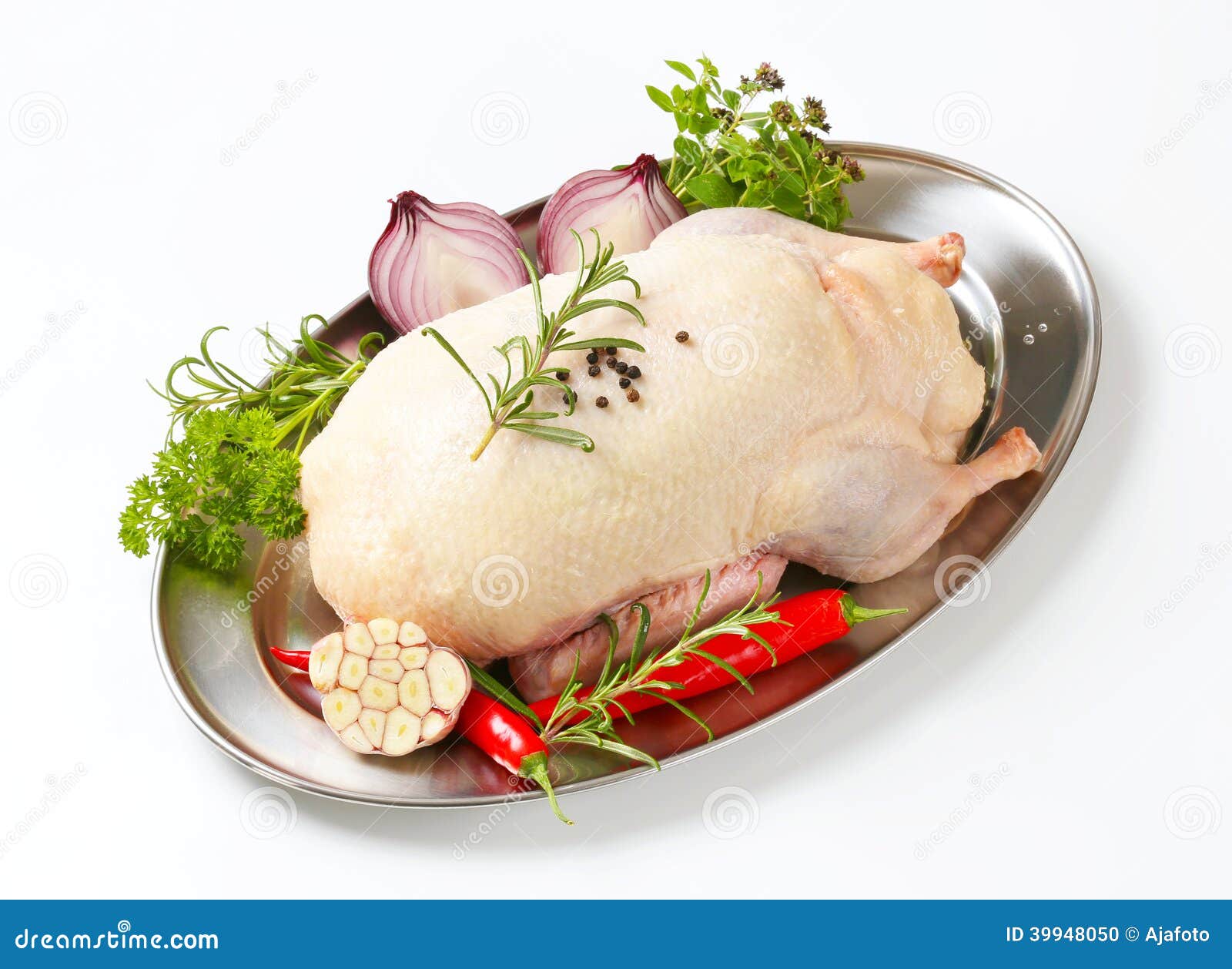 Raw duck stock photo. Image of metal, poultry, vegetable - 39948050