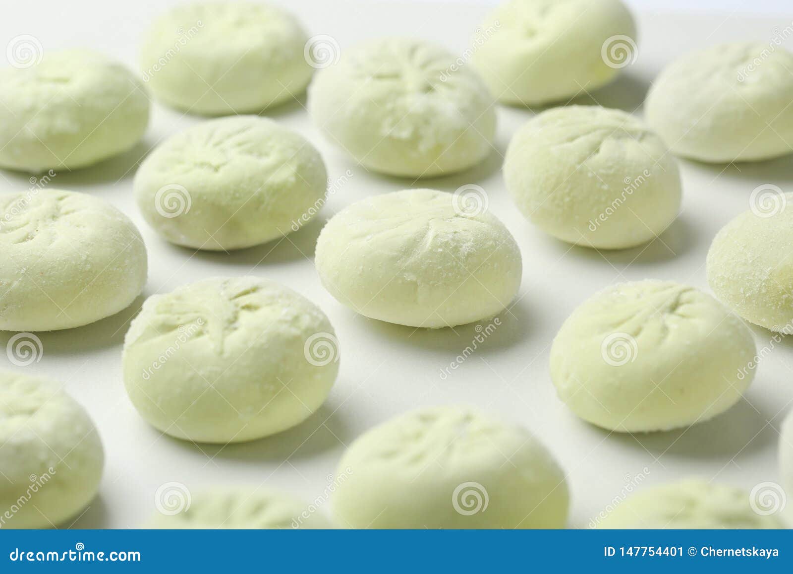 Raw Dumplings on White Background, Closeup. Stock Image - Image of ...