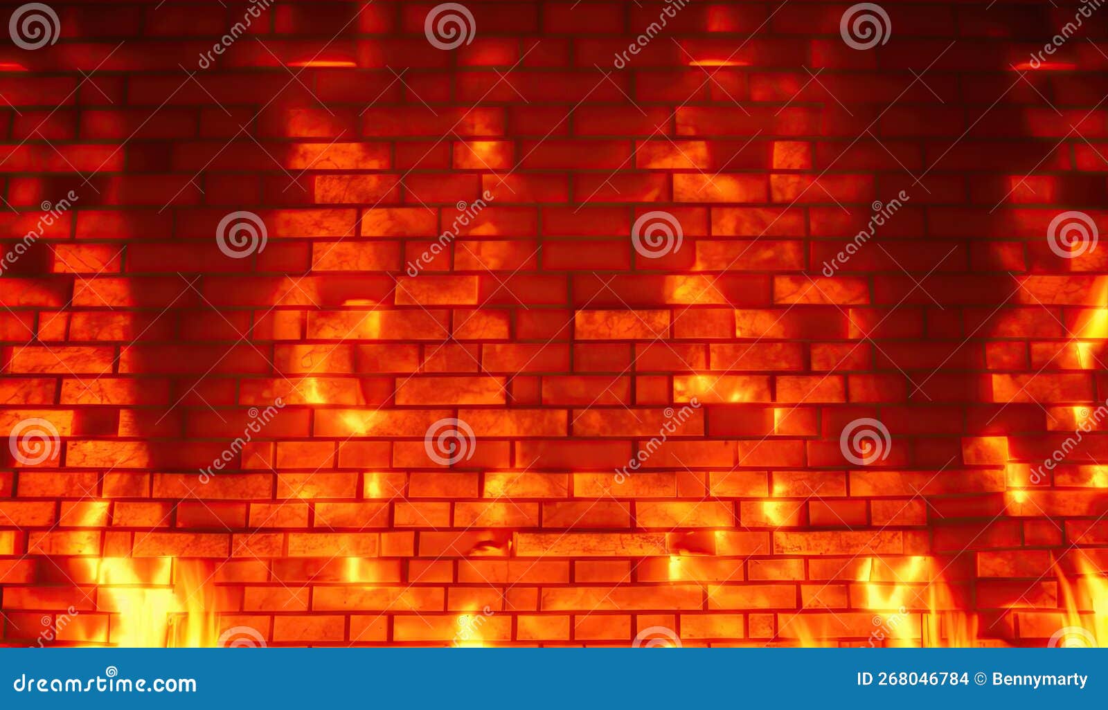 Wall of bricks of fire stock illustration. Illustration of view - 268046784