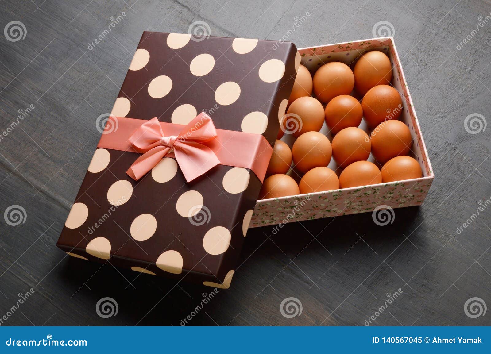 Raw Eggs in a Semi Open Gift Box on Black Background Stock Image ...