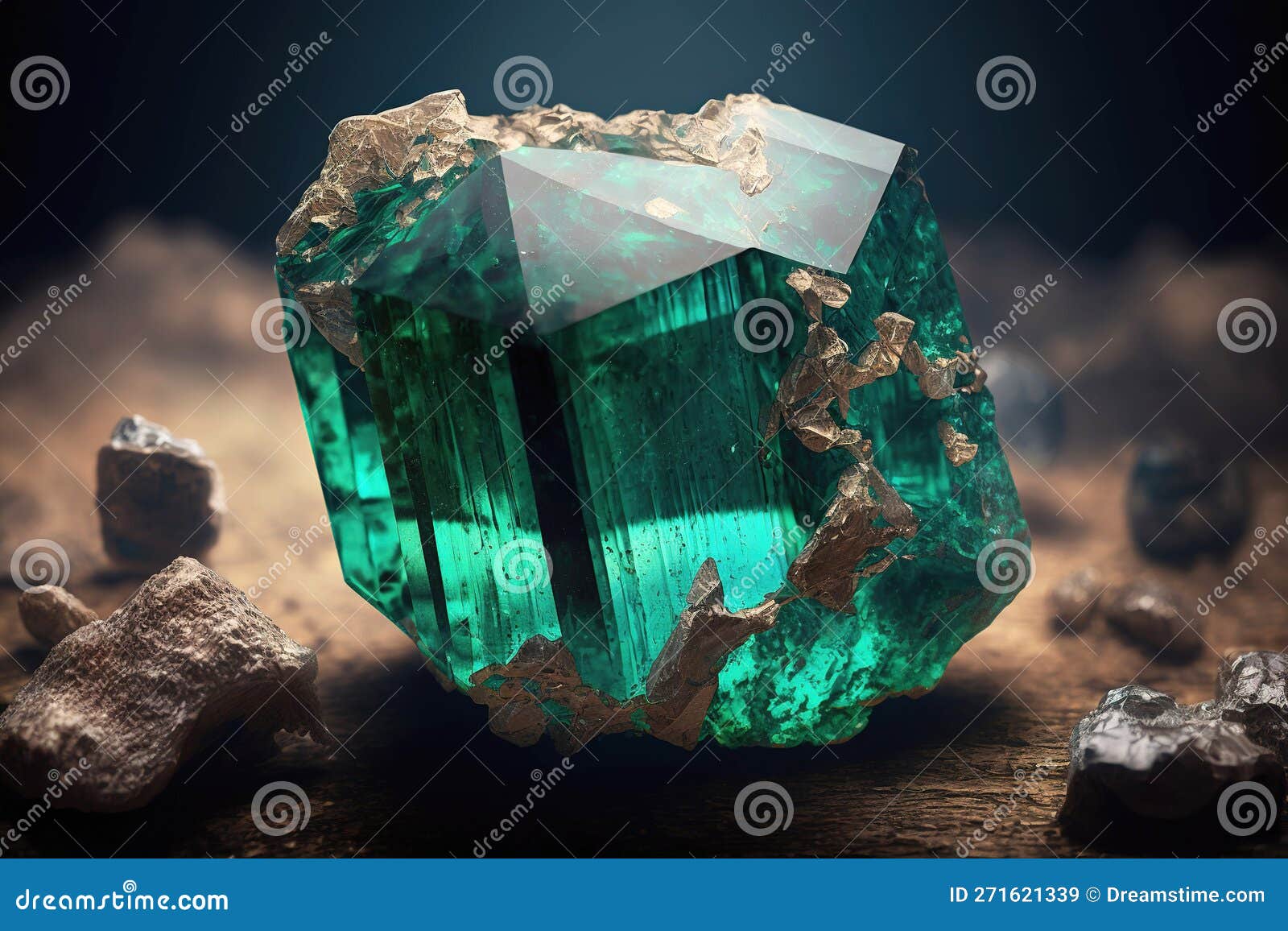 Raw Emerald Gemstone Crystal. Stock Illustration - Illustration of dark ...