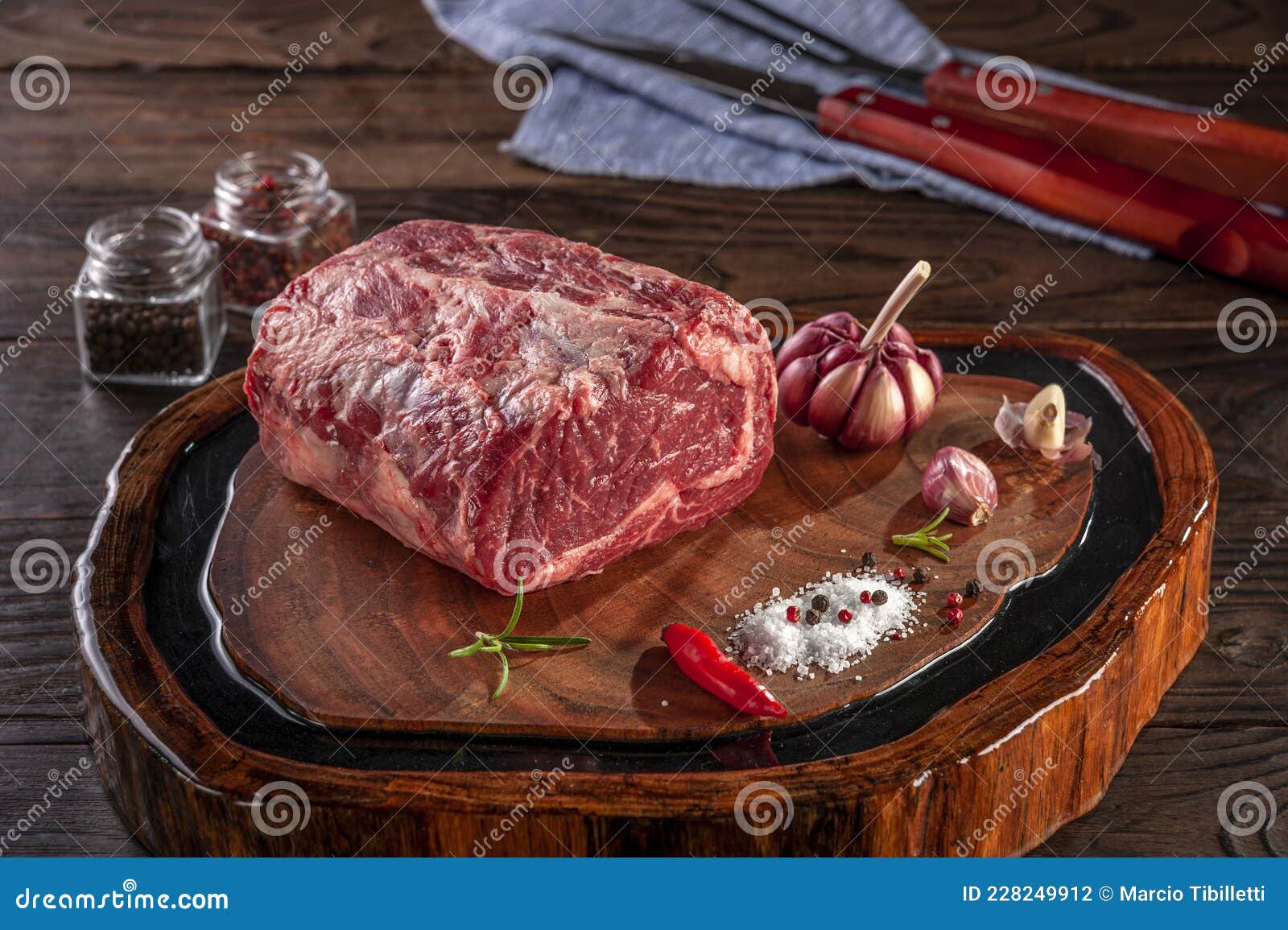 Raw Entrecote Beef on a Wood Cutting Board Stock Photo - Image of ...
