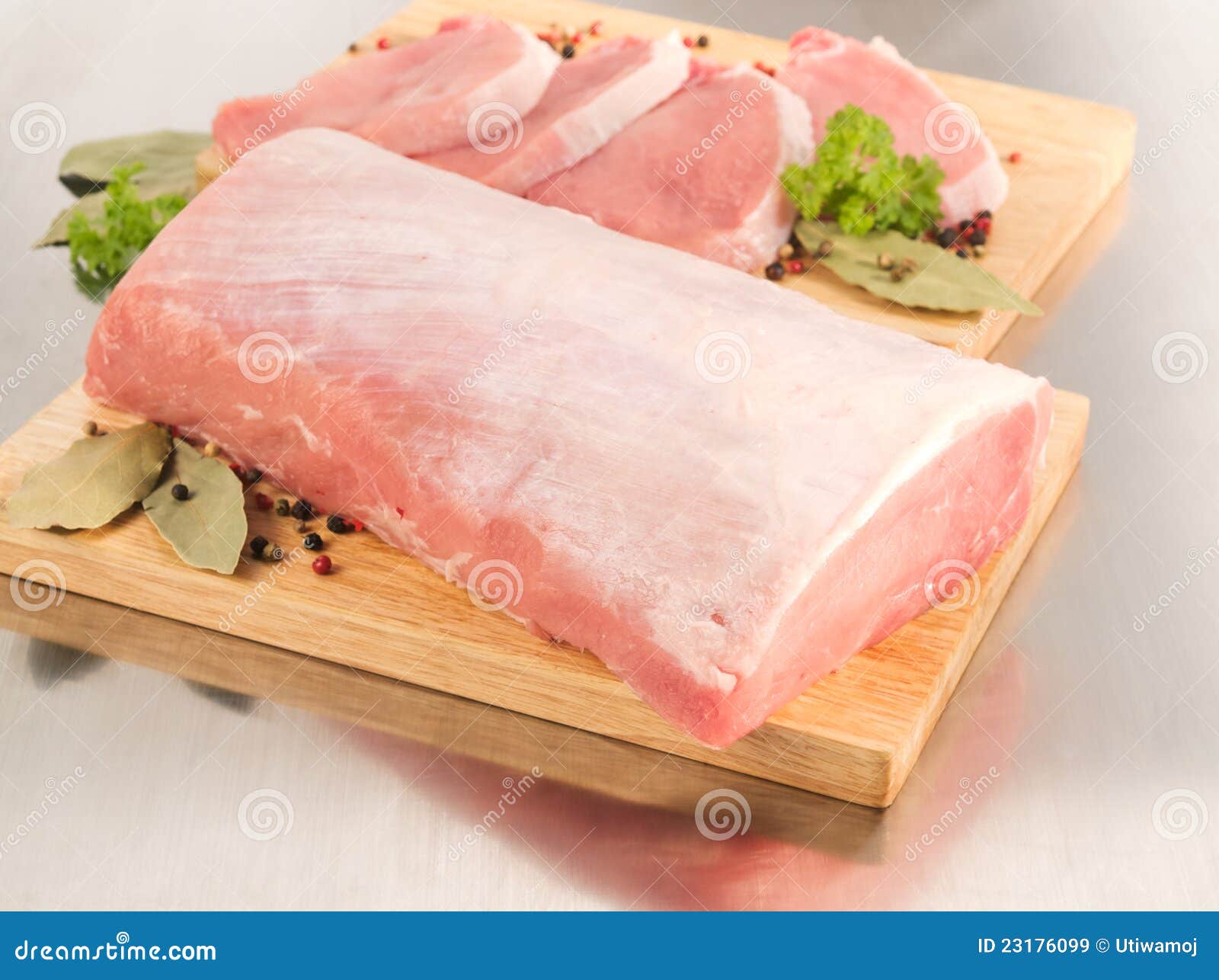 Raw Eye of Loin on Cutting Board Stock Image - Image of grease, loin ...