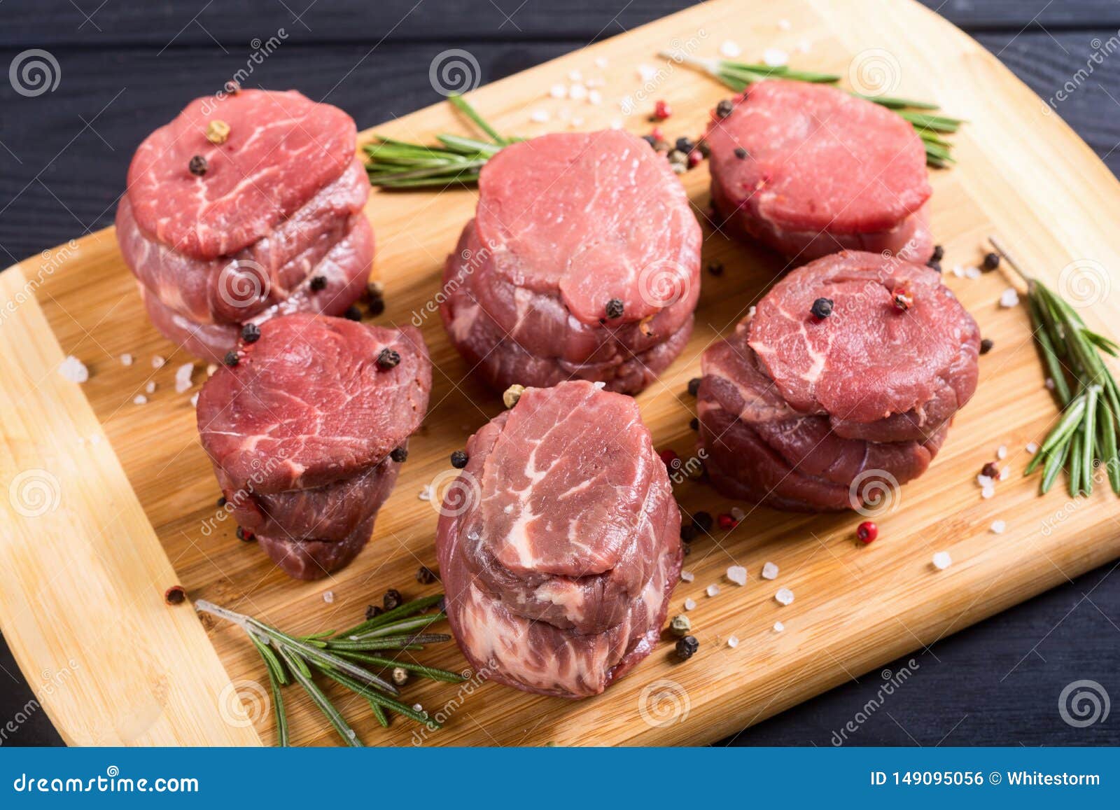 Raw filet mignon stock photo. Image of black, marbled - 149095056