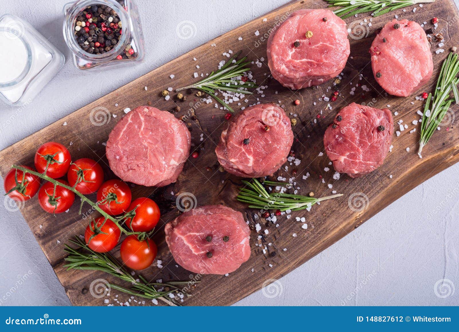 Raw filet mignon stock photo. Image of board, grass - 148827612