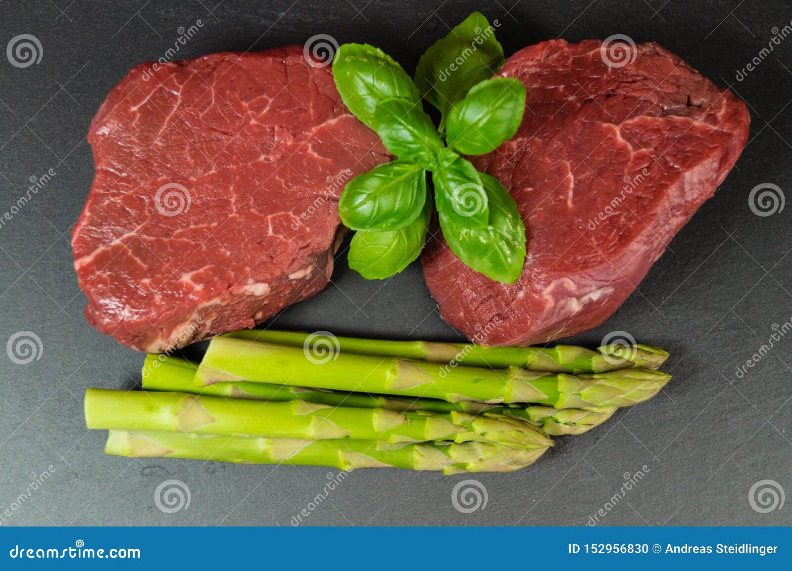 Raw filet Steak stock photo. Image of mignon, green - 152956830