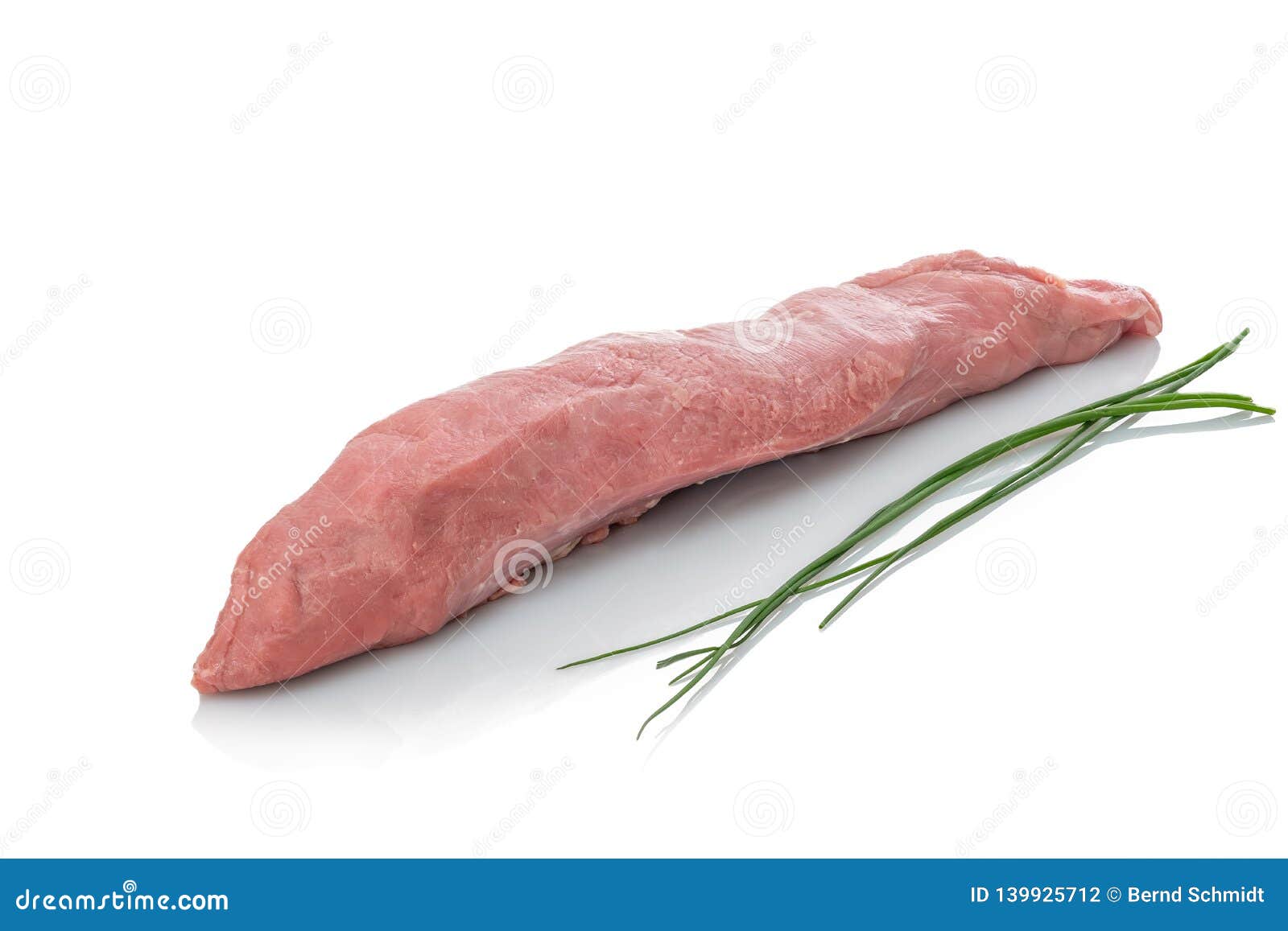Raw Filet of Veal with Green Chives Stock Photo - Image of butcher ...