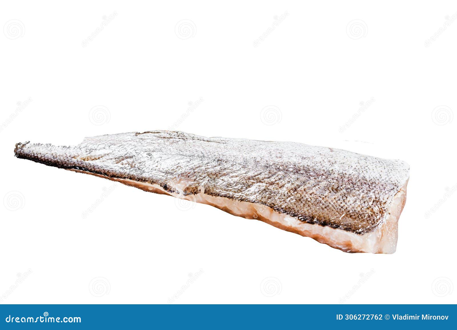 Raw Fillet of Hake Fish. Isolated on White Background. Top View. Stock ...