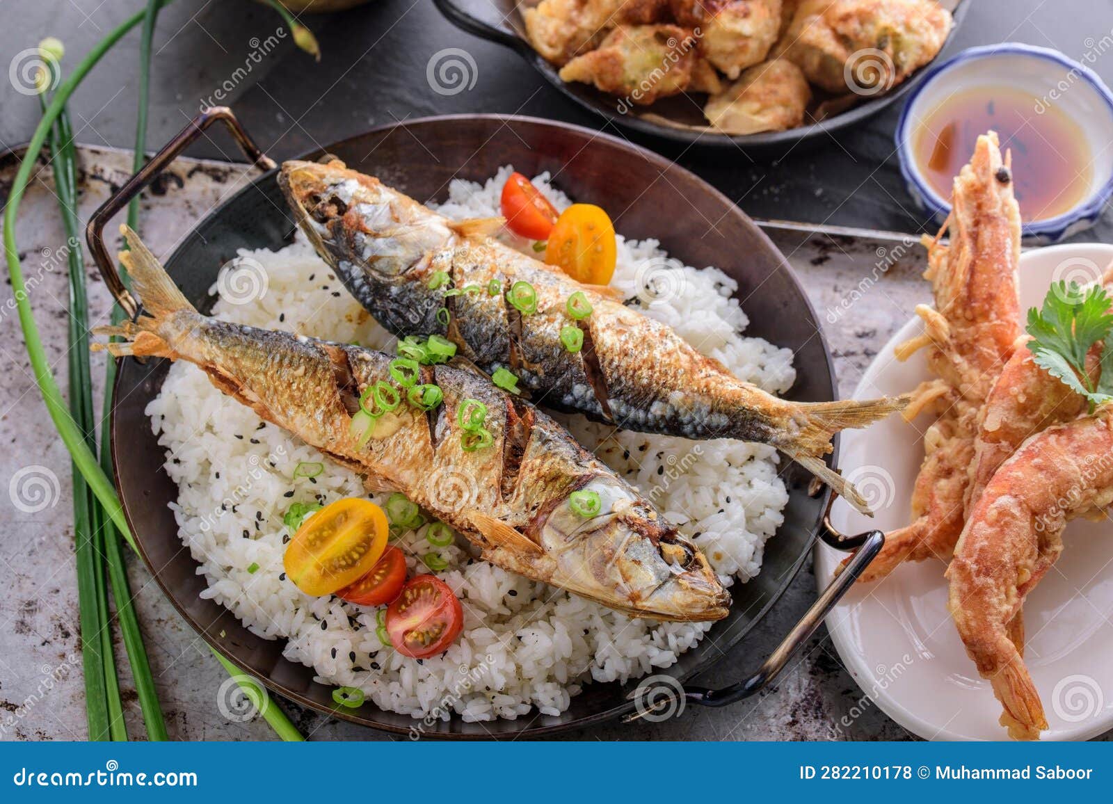 Crispy Delight: Deep Fried Fish Over Fluffy White Steamed Rice in 4K ...