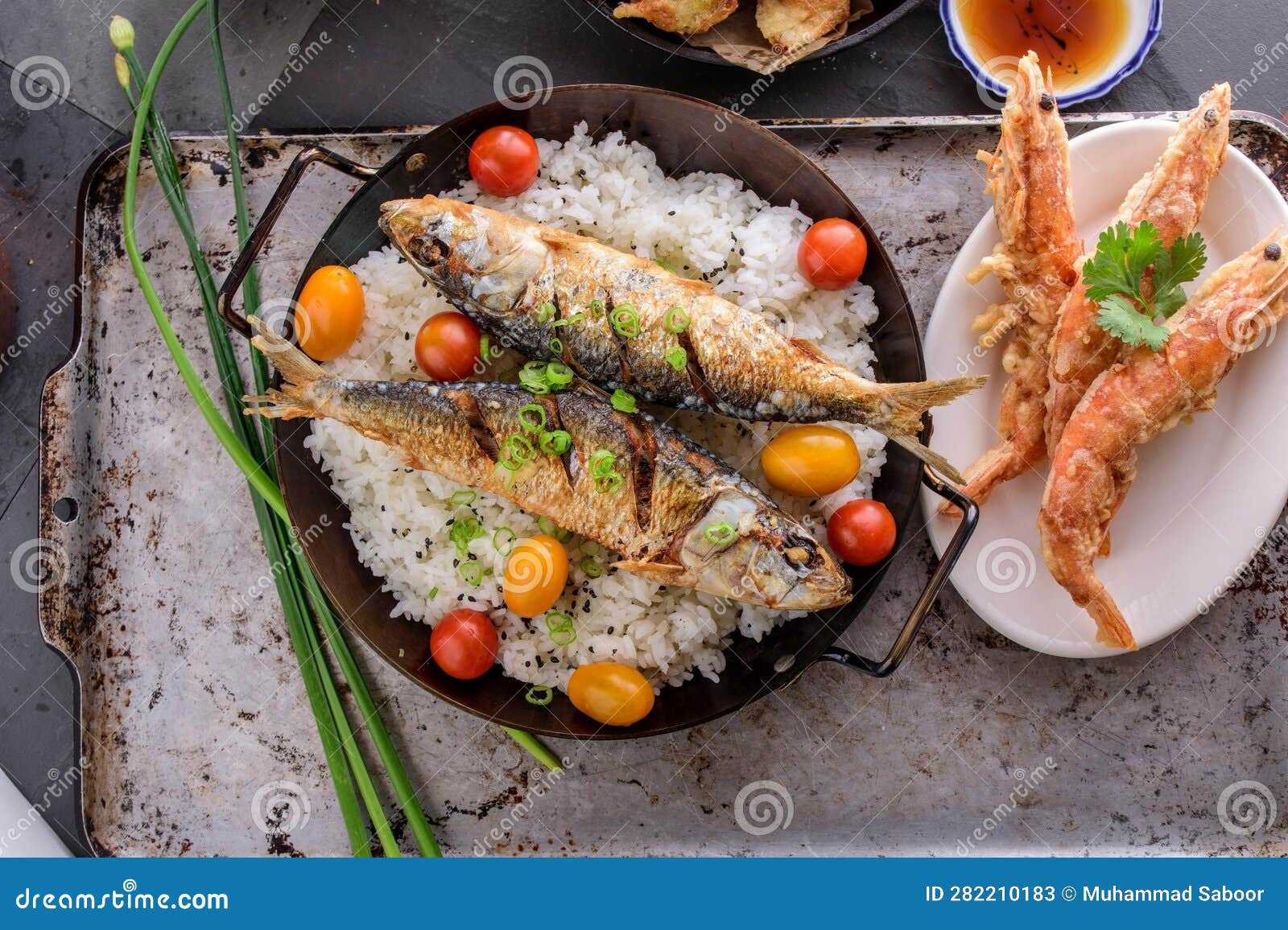 Crispy Delight: Deep Fried Fish Over Fluffy White Steamed Rice in 4K ...