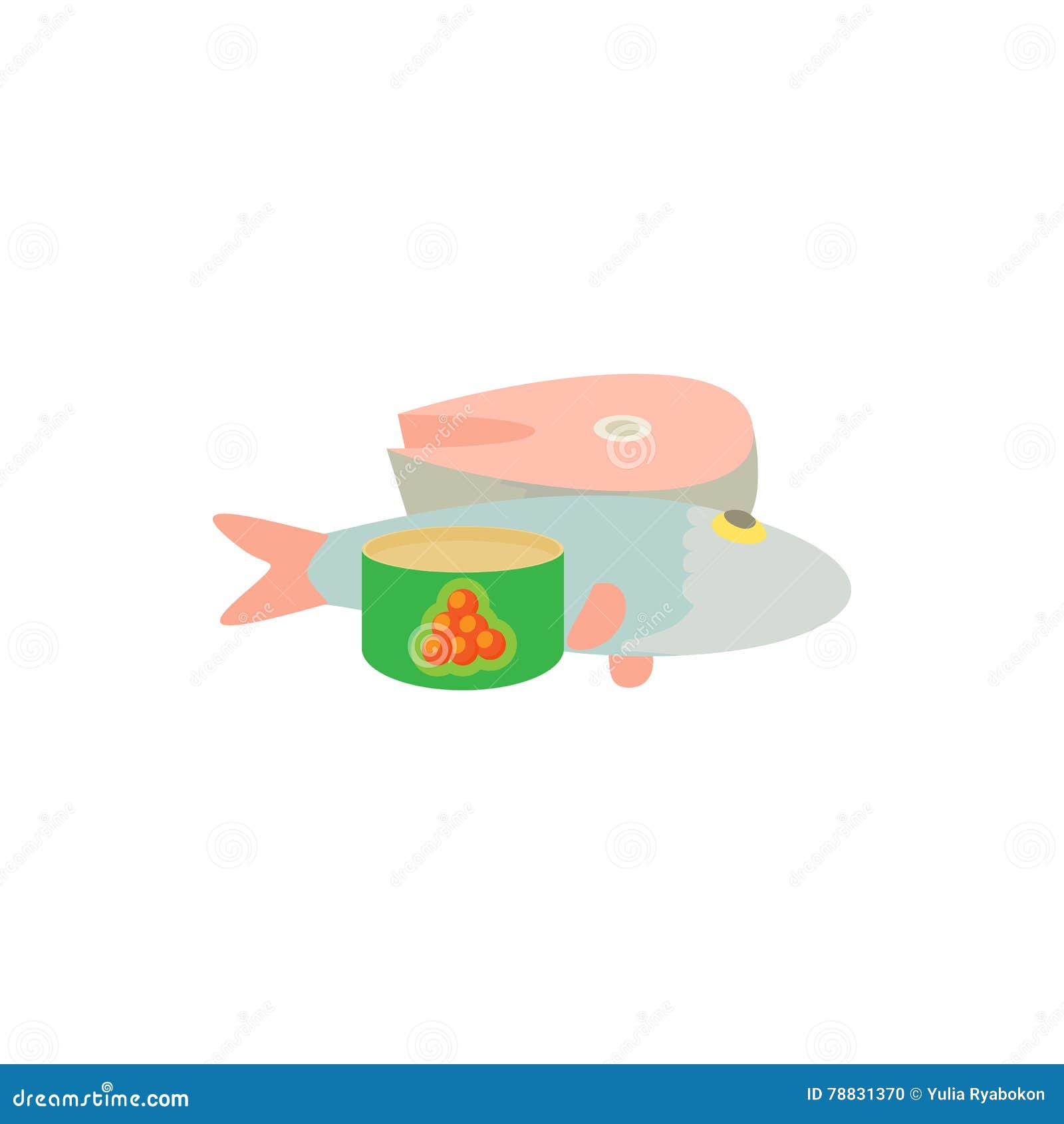 Raw Fish and Caviar Icon, Cartoon Style Stock Vector - Illustration of ...