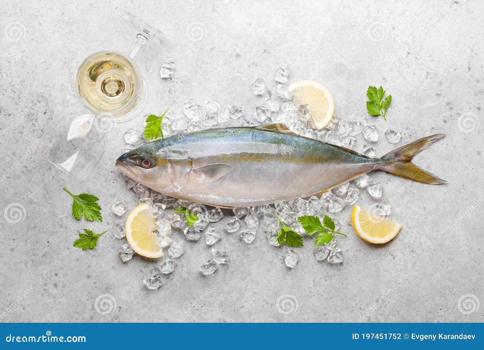 Raw Fish Cooking. Seafood and Wine Stock Photo - Image of delicious ...