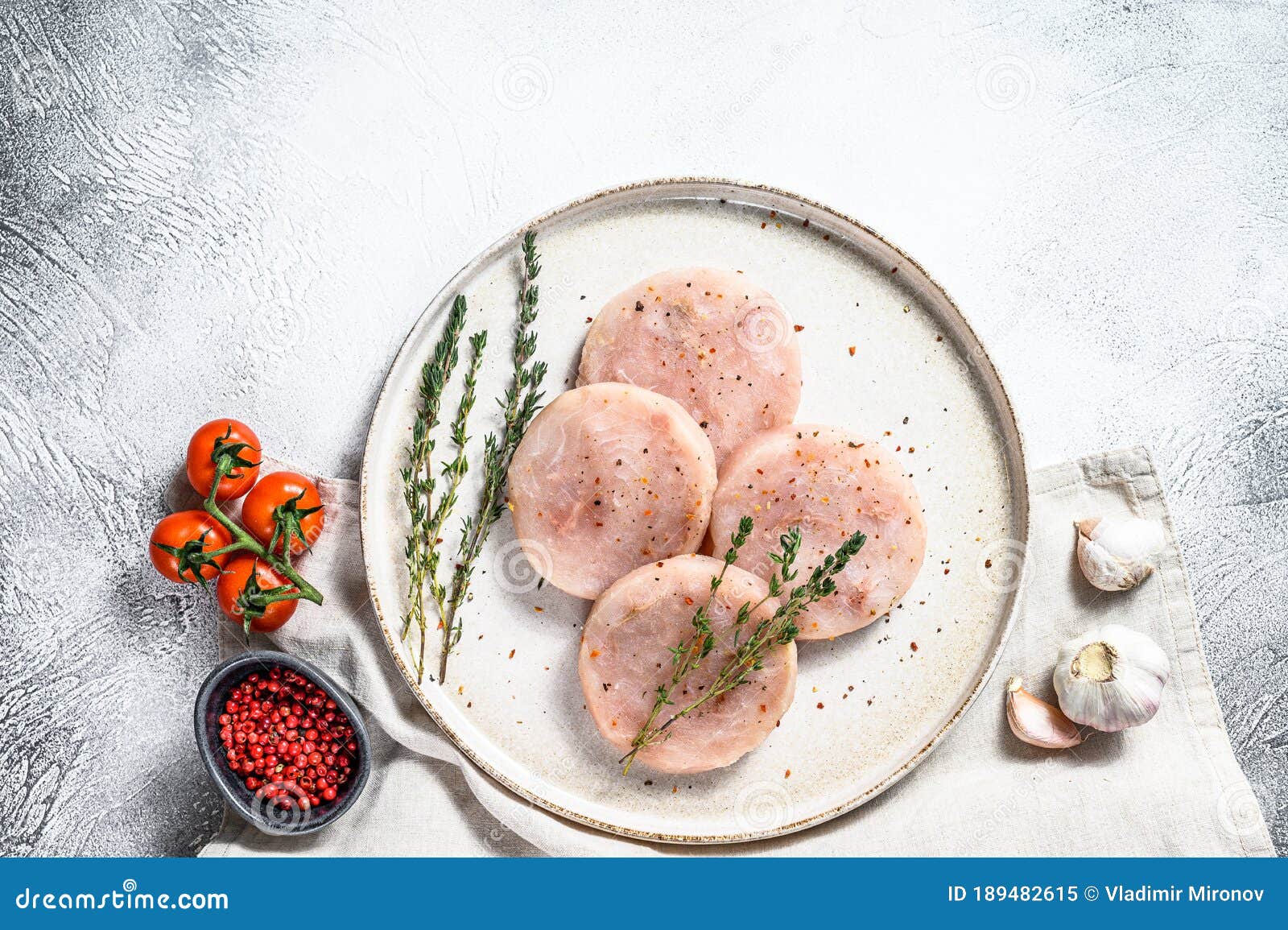 Raw Fish Cutlets Made from Minced Cod Ready for Cooking. Gray ...