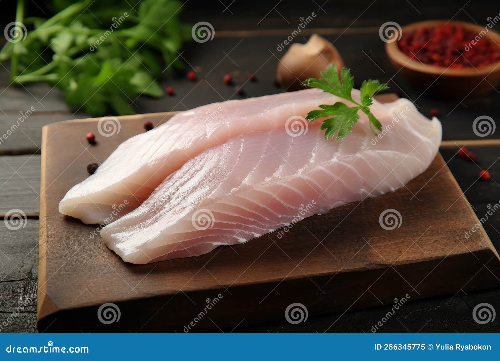 Raw Fish Fillet Board. Generate Ai Stock Illustration - Illustration of ...