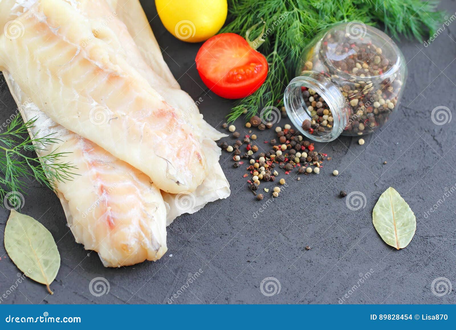 Raw Fish Fillet with Spices and Lemon Stock Photo - Image of recipe ...
