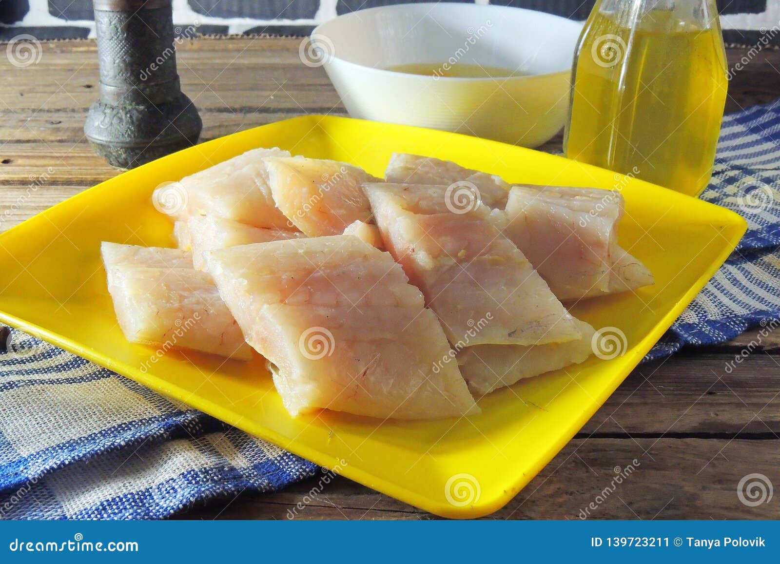 Raw Fish Fillets, Flour and Eggs Stock Image - Image of isolated ...