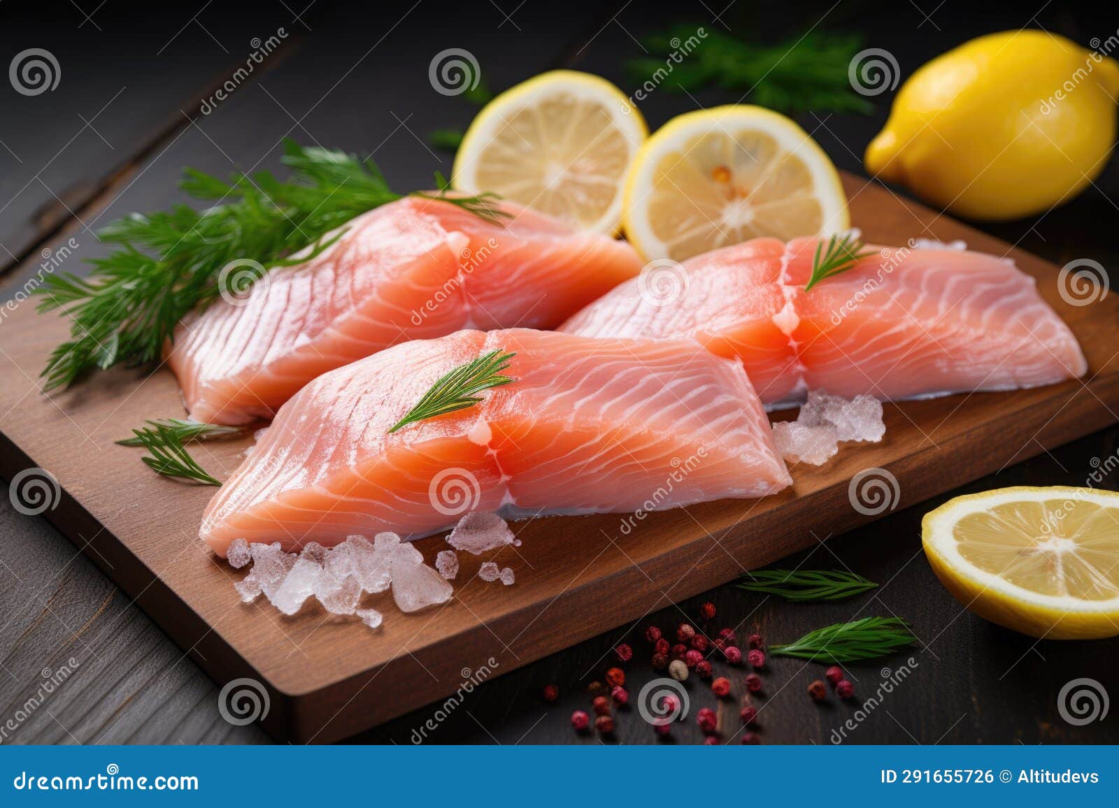 Raw Fish Fillets with Lemon Representing Omega-3 Source Stock Photo ...