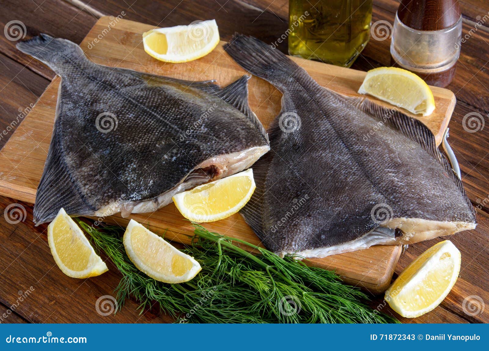Raw Fish Flounder, Flatfish on Wood Stock Image - Image of flatfish ...