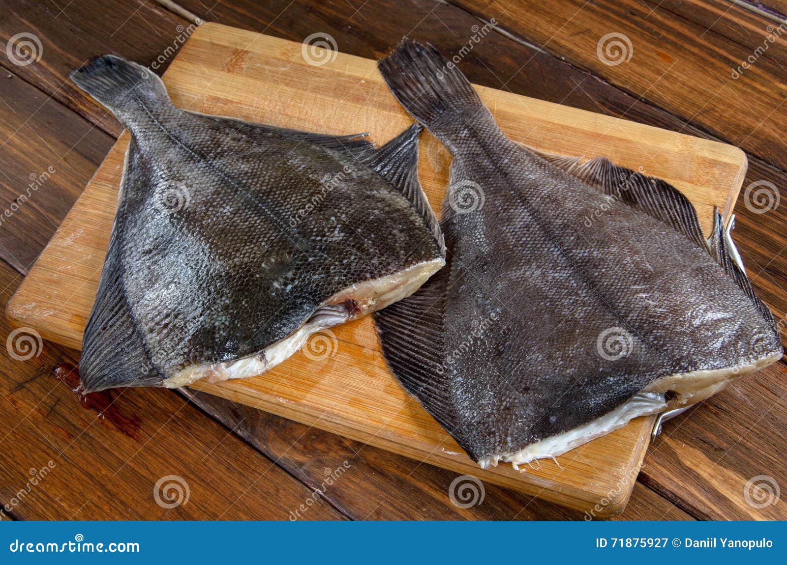 Raw Fish Flounder, Flatfish on Wood Stock Image - Image of isolated ...